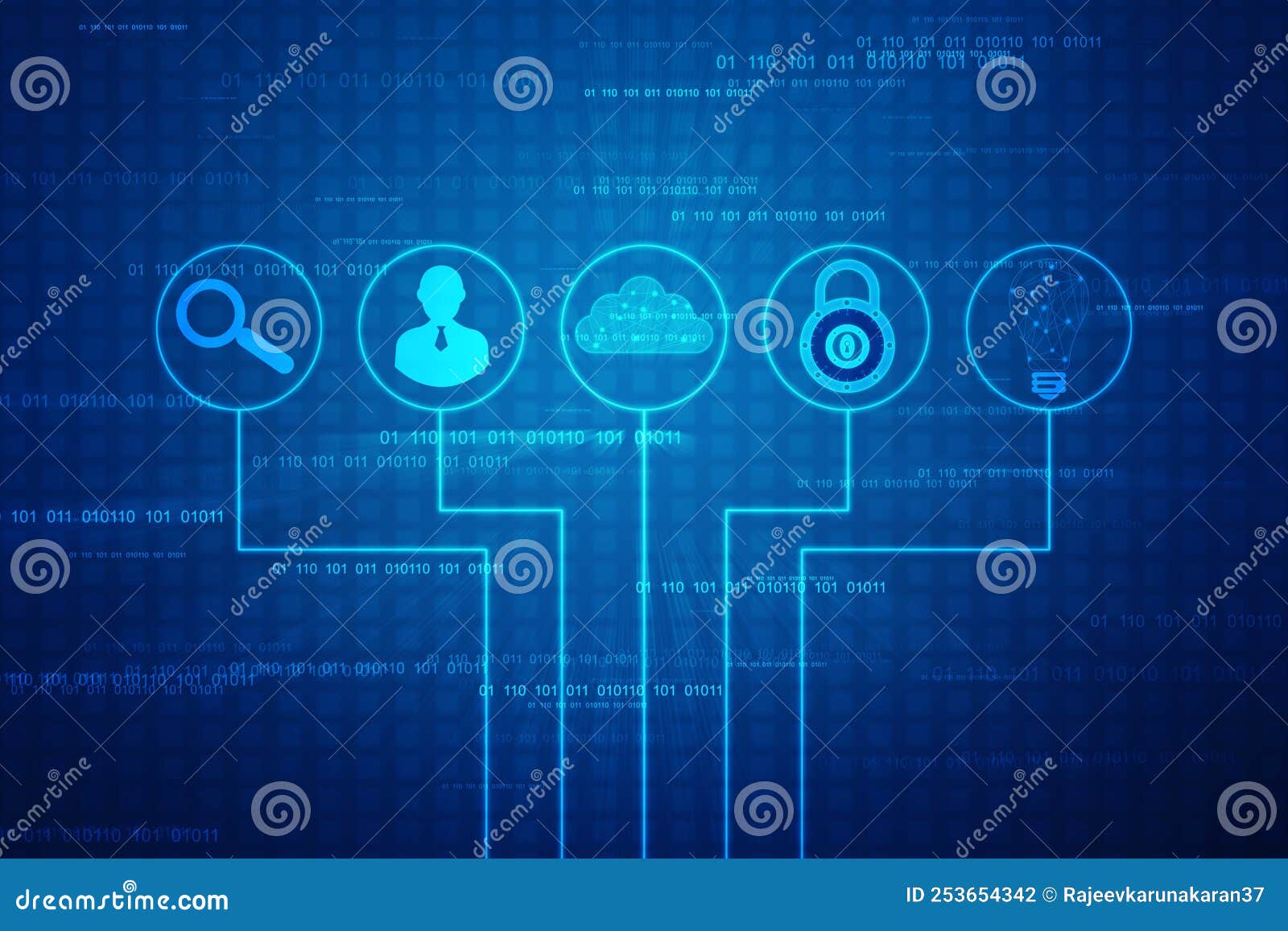 2d Illustration of Cloud Computing, Digital Cloud Computing Concept ...