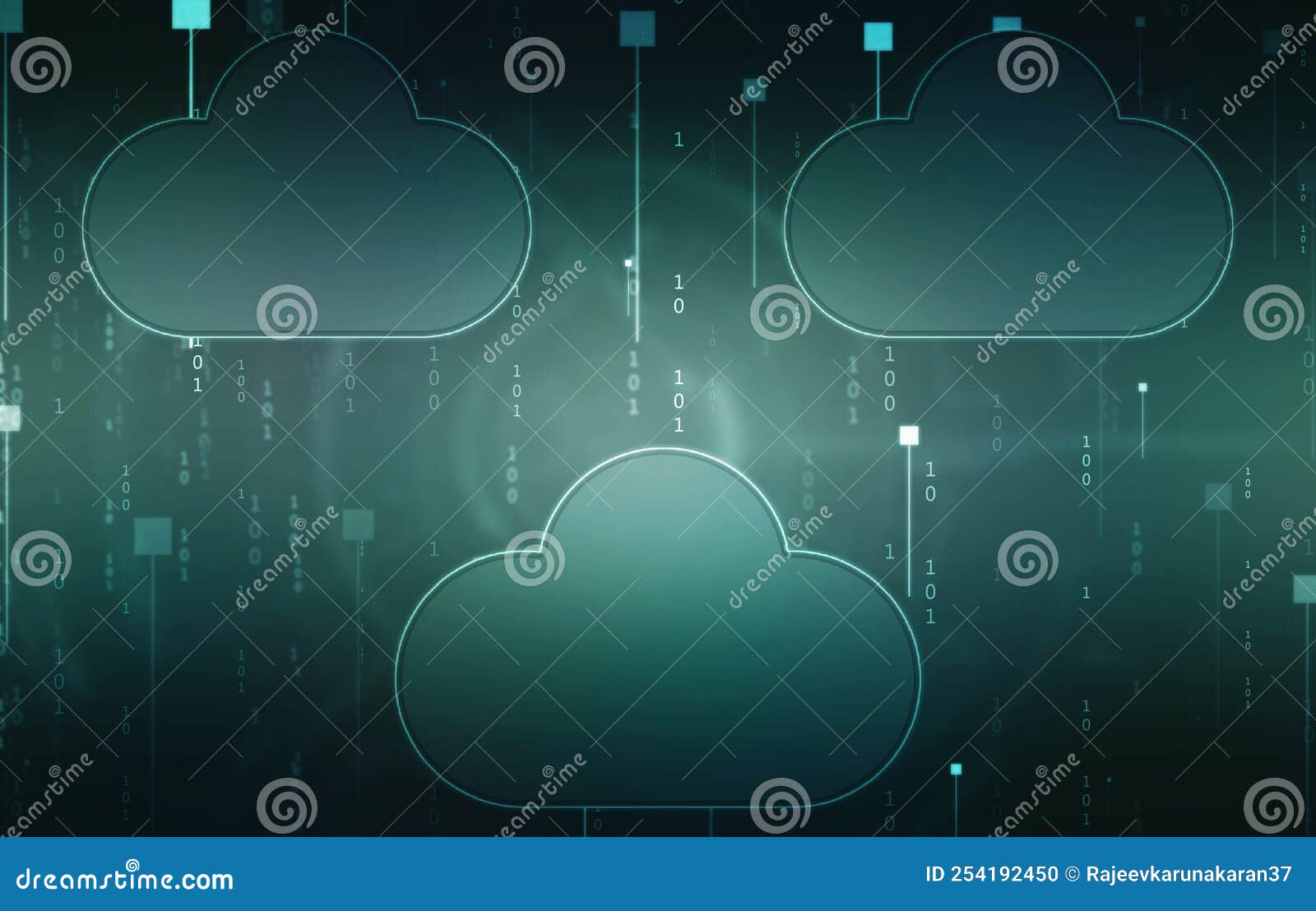 2d Illustration of Cloud Computing, Digital Cloud Computing Concept Background. Stock ...