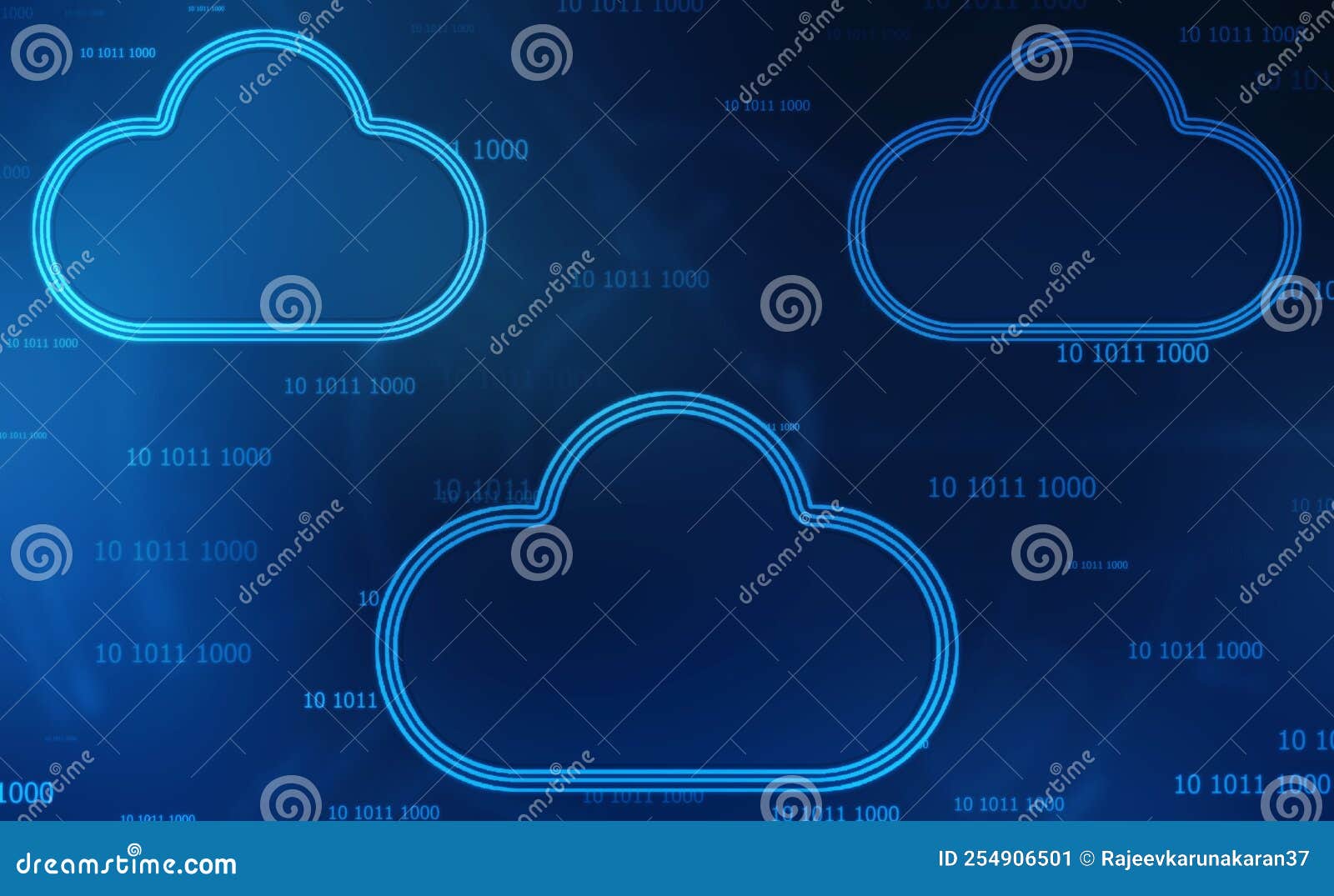 2d Illustration of Cloud Computing, Digital Cloud Computing Concept Background. Stock ...