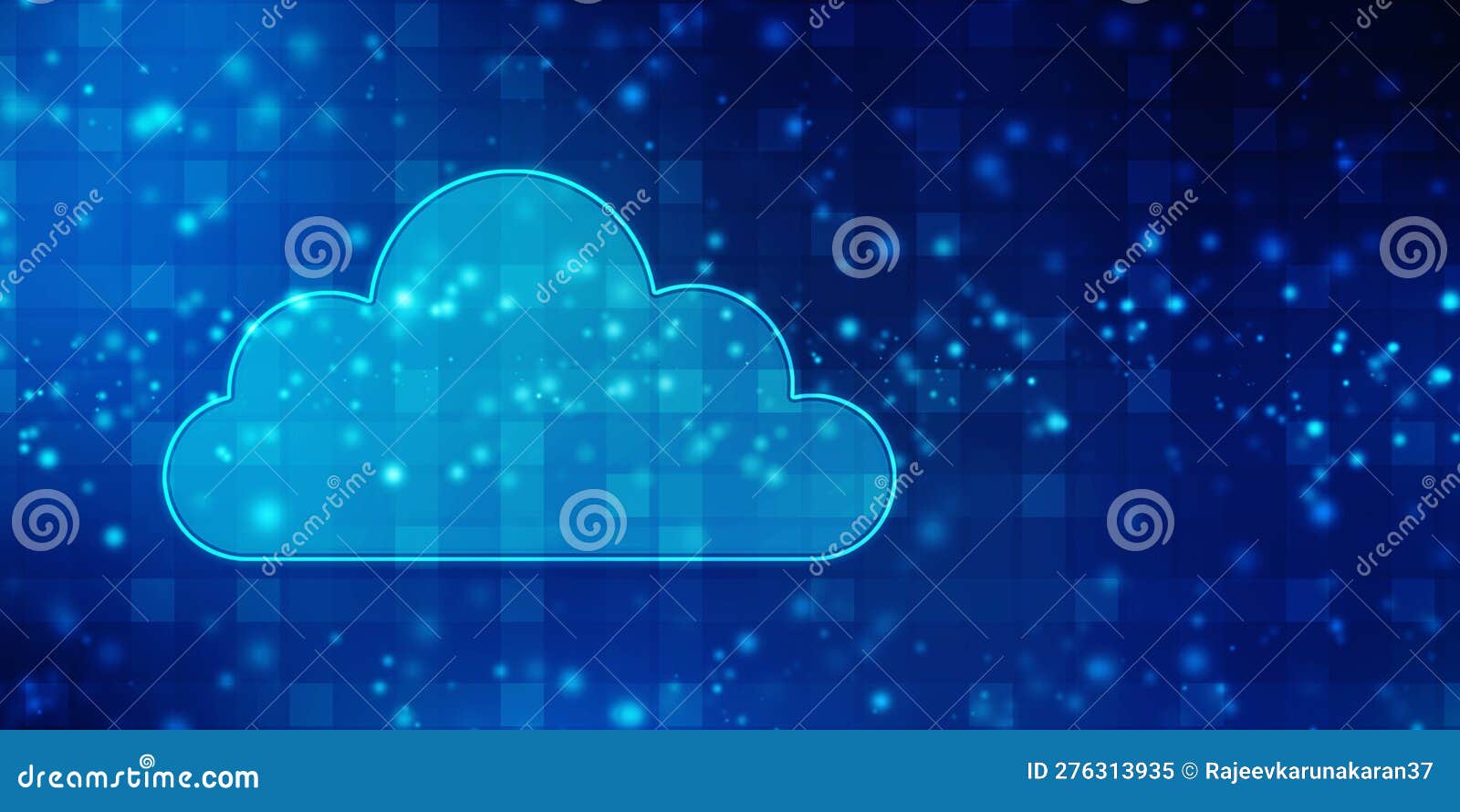 2d Illustration of Cloud Computing, Digital Cloud Computing Concept Background. Stock ...
