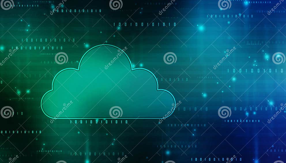 2d Illustration of Cloud Computing, Digital Cloud Computing Concept Background Stock Image ...