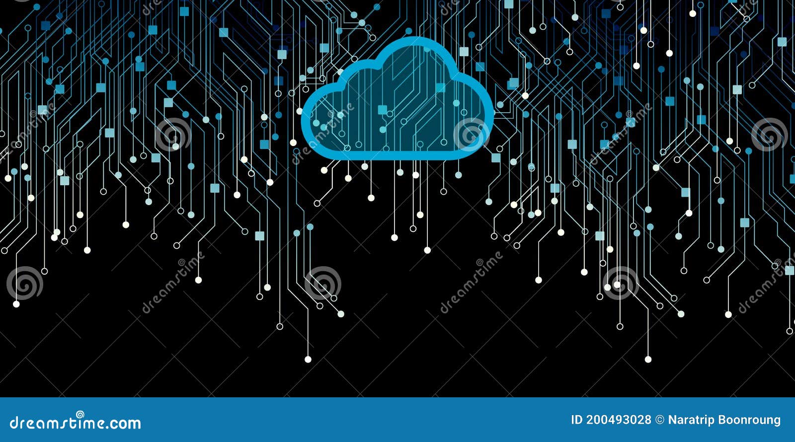 2d Illustration of Cloud Computing, Wireless Network Cloud Storage, Cloud Computing Technology ...
