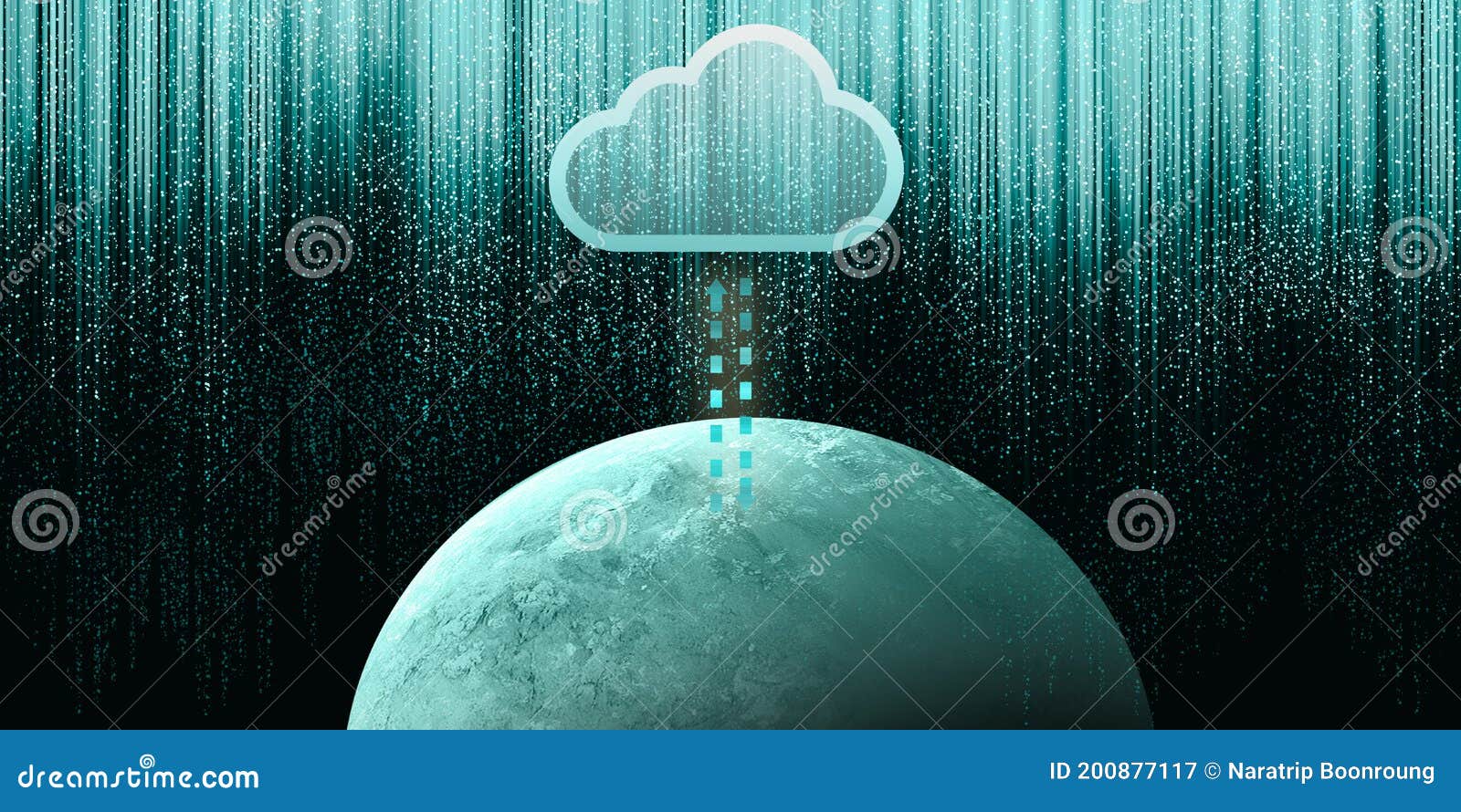 2d Illustration of Cloud Computing, Wireless Network Cloud Storage, Cloud Computing Technology ...