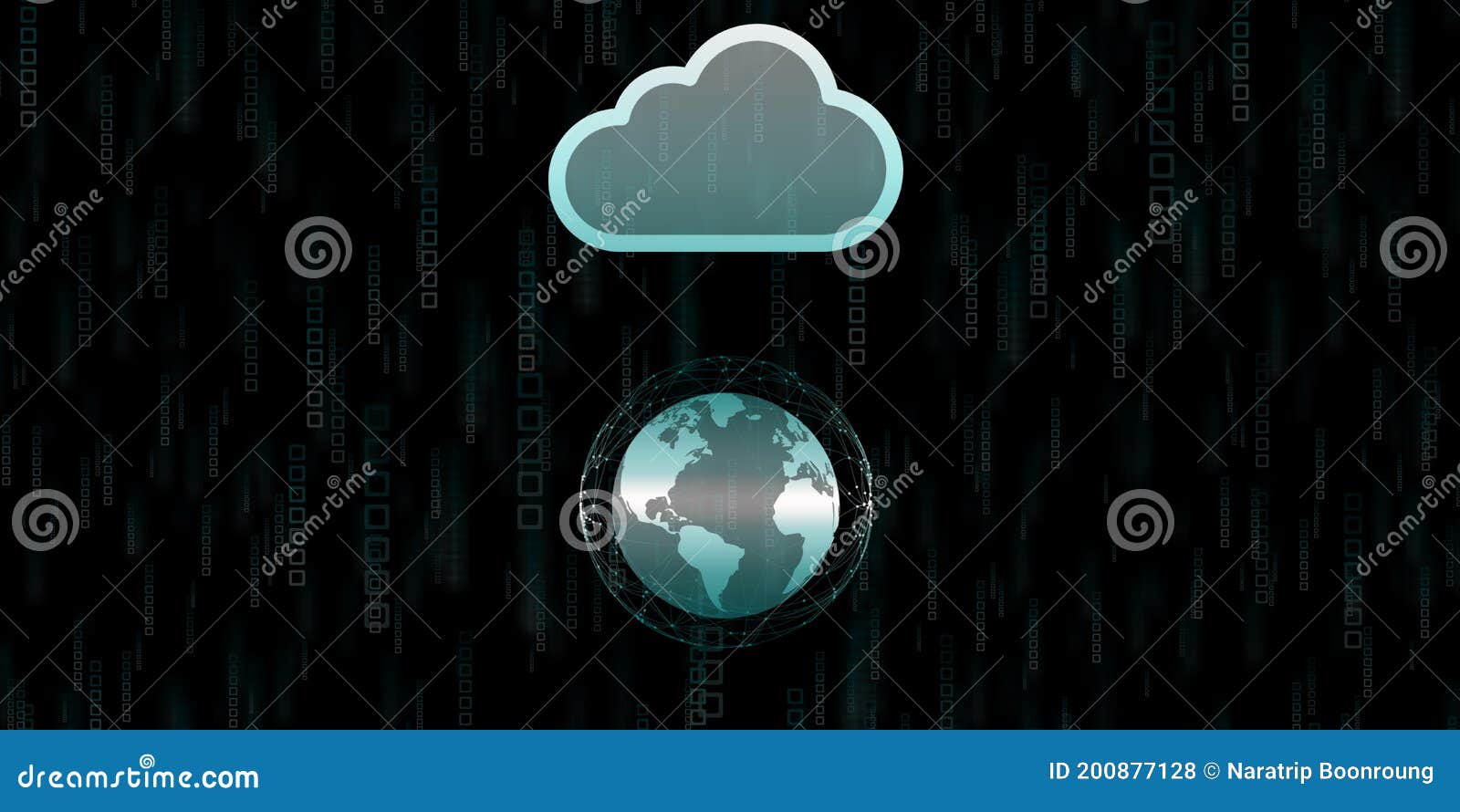 2d Illustration of Cloud Computing, Wireless Network Cloud Storage, Cloud Computing Technology ...