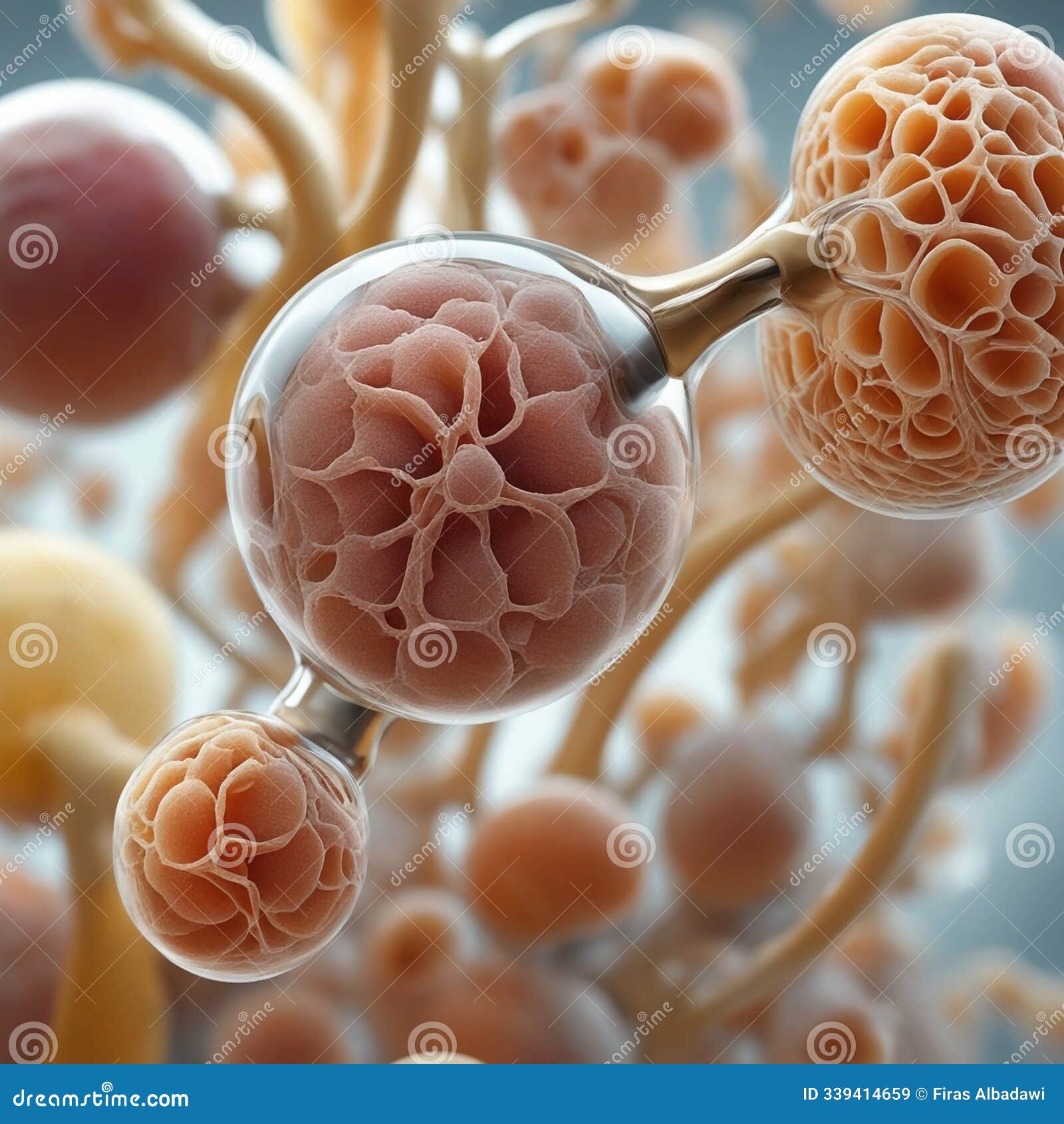 3D Illustration of a Cluster of Spherical Objects. Stock Illustration ...