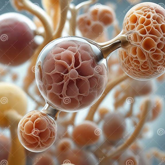 3D Illustration of a Cluster of Spherical Objects. Stock Illustration ...