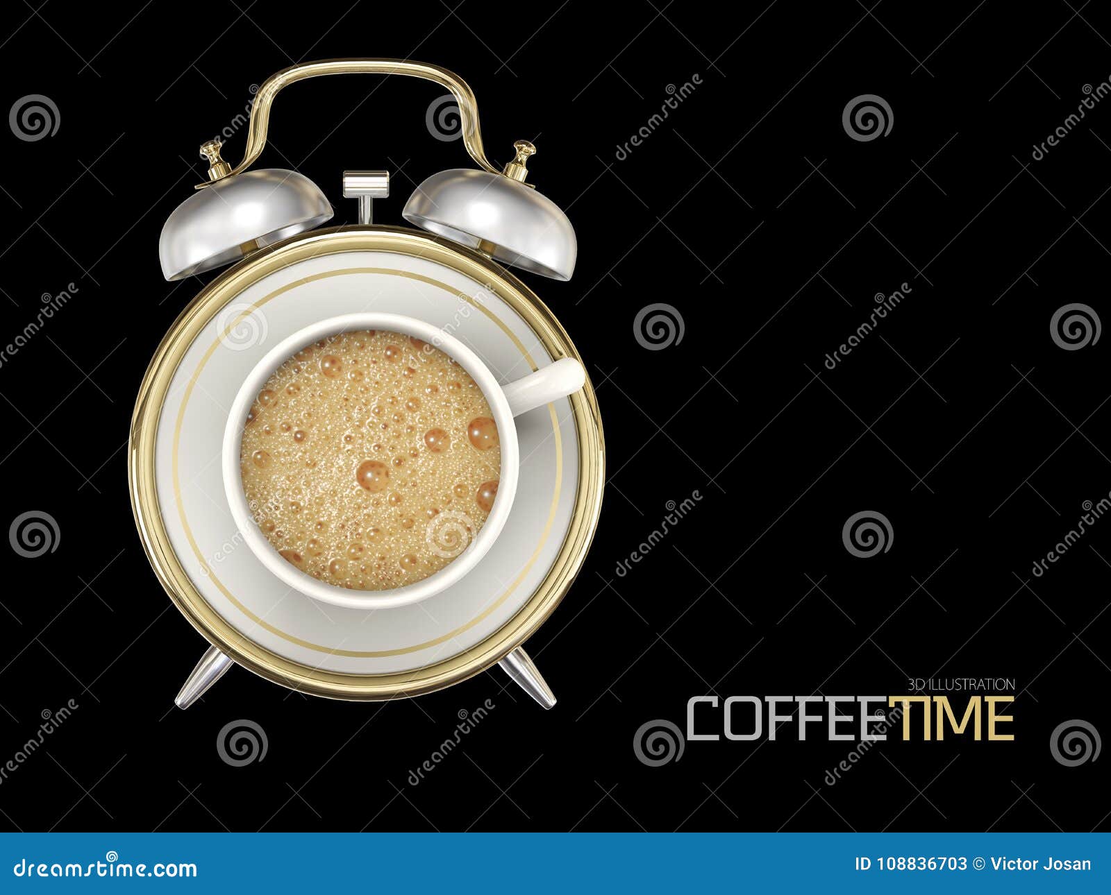 3d Illustration of Coffee Cup Time Clock Concept Design Background ...