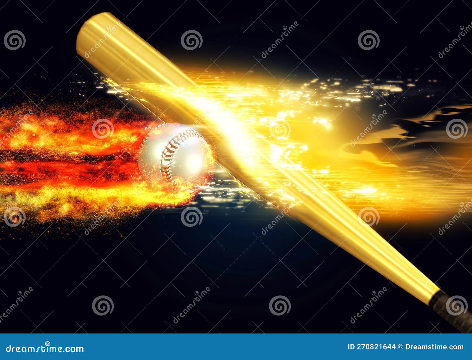 3d Illustration of Colliding Baseball Ball and Baseball Bat Combined ...