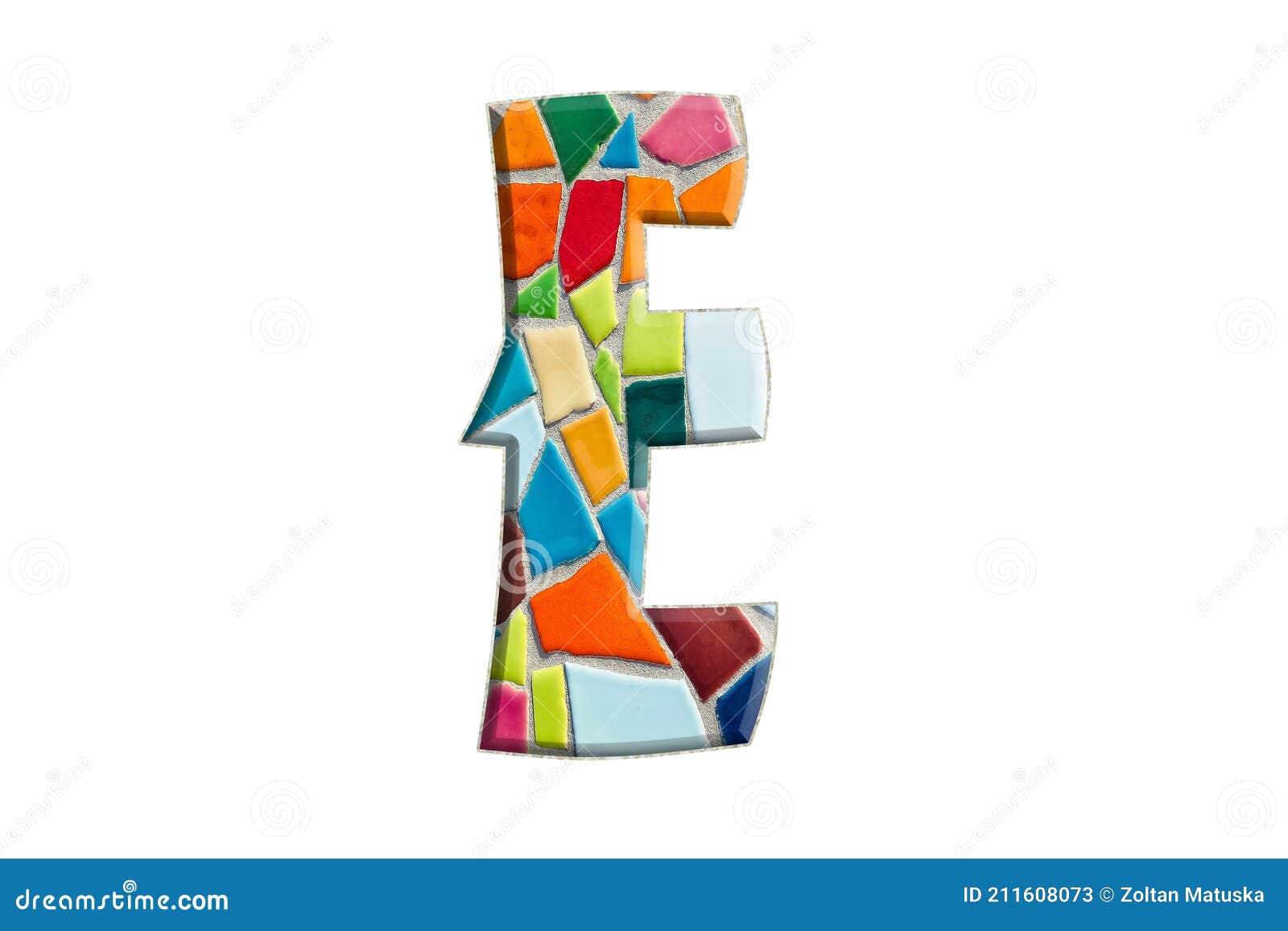 3D Illustration, Color Mosaic Letter E , Ceramic Texture, Design ...