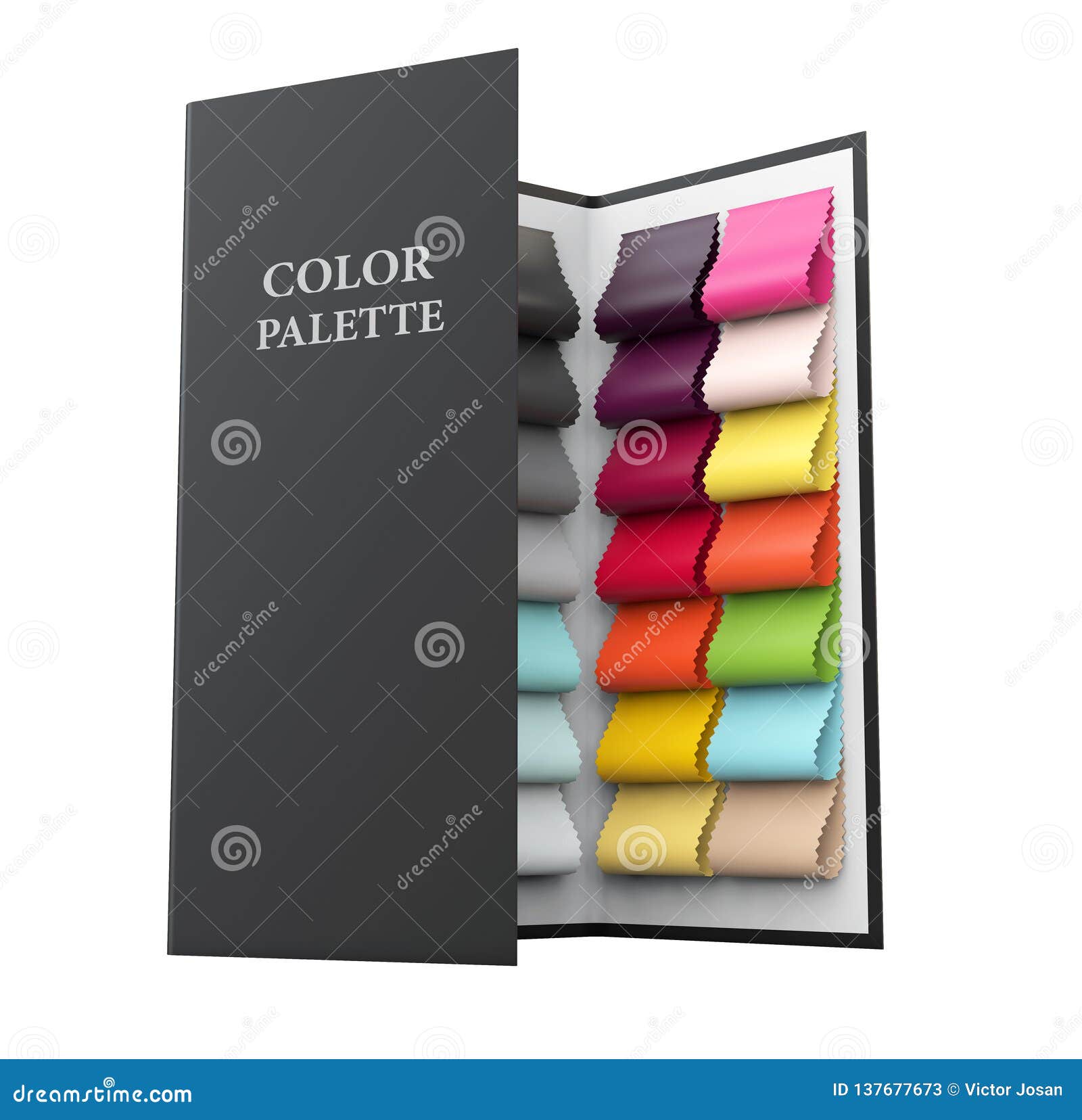 3d Illustration of Color Palette Samples on White Background Stock ...