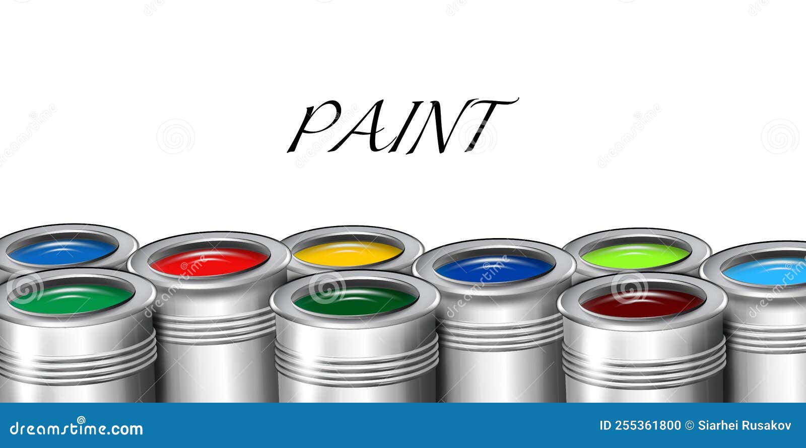 3D Illustration Color Pots of Primary Colors. Stock Vector ...