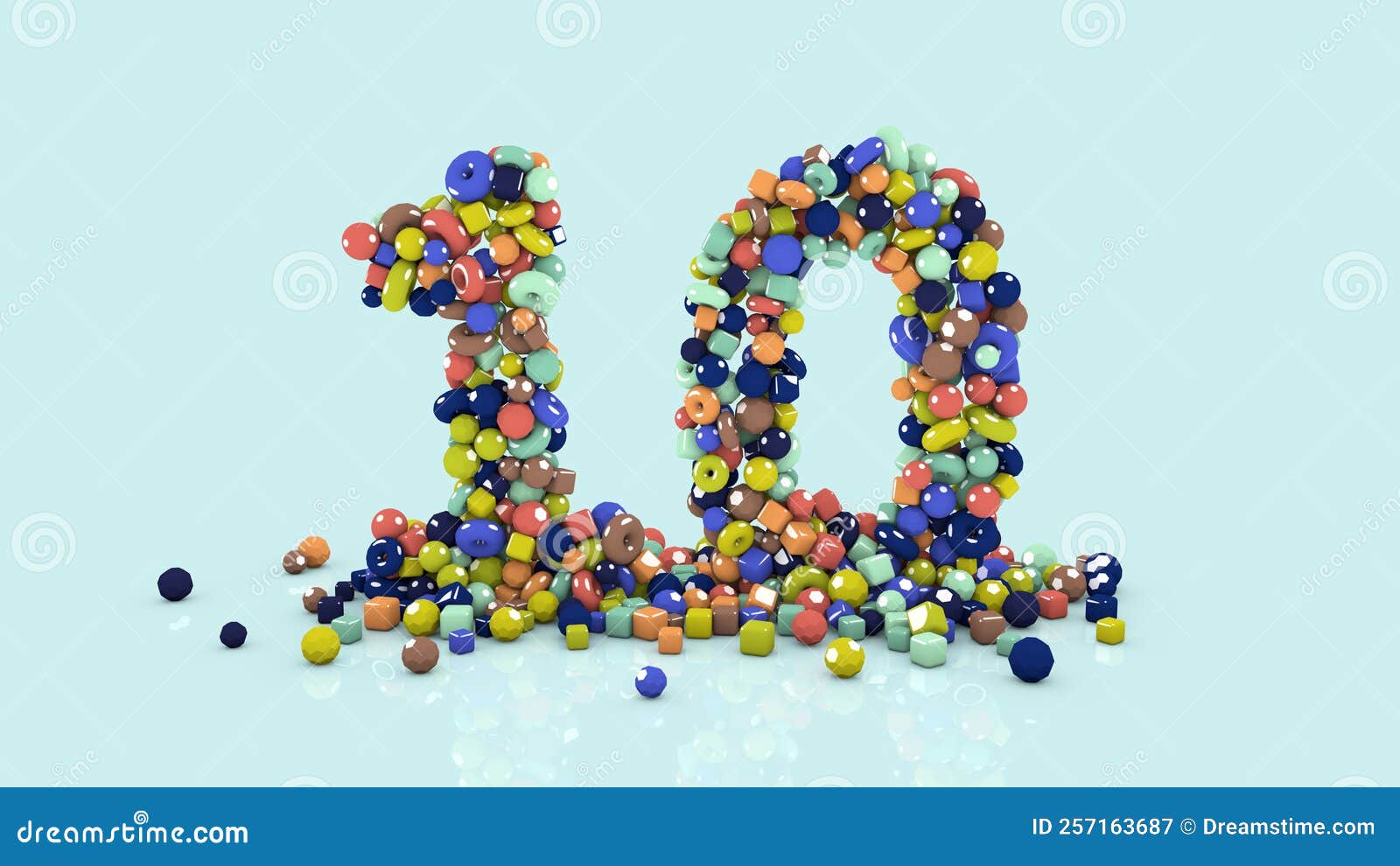 3D Illustration from Colored Objects, Colorful Number, from Falling ...