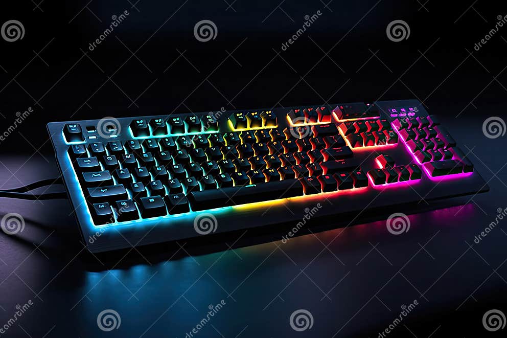 3d Illustration, Colorful Gaming Keyboard LED Backlit Realistic ...