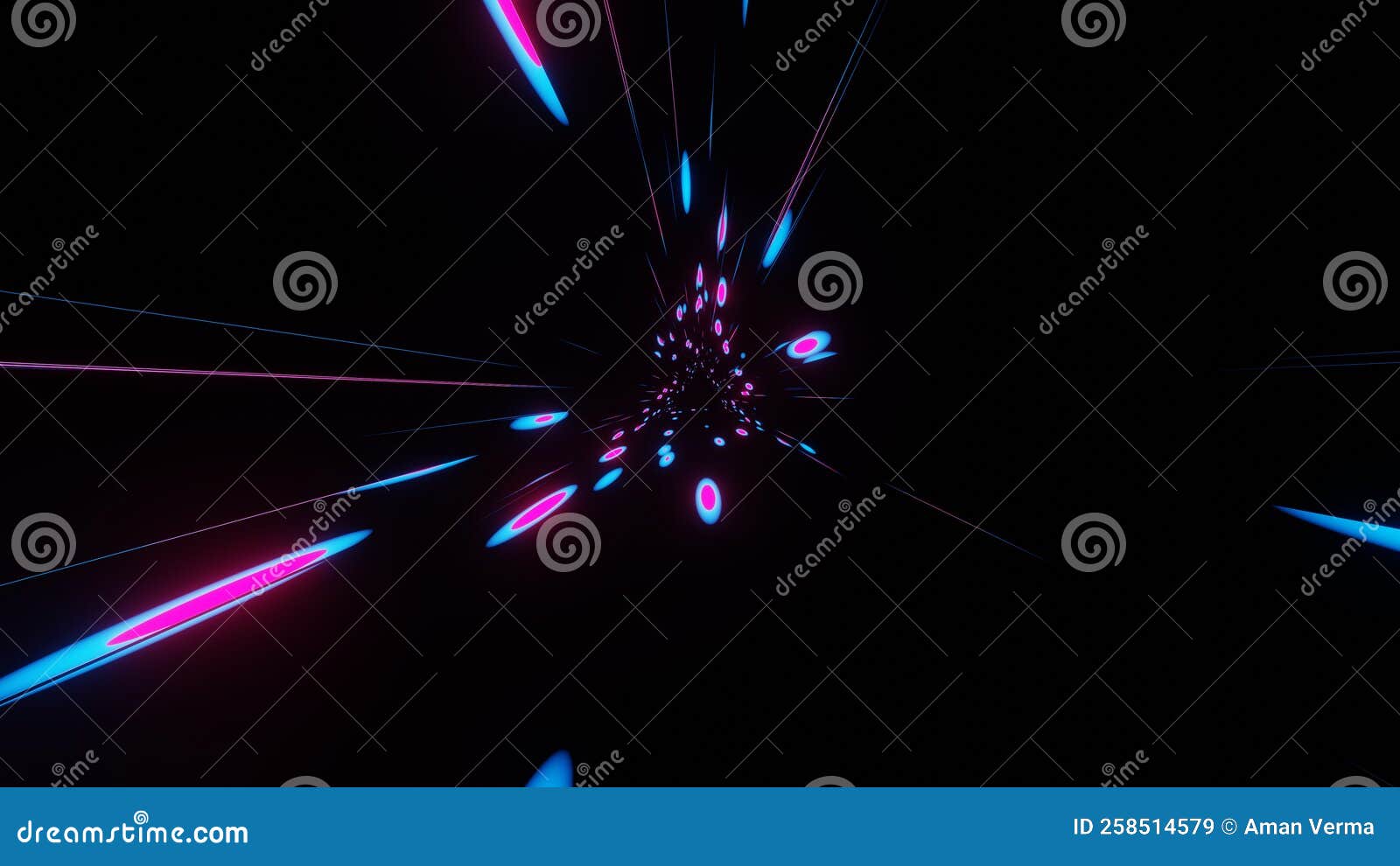 3D Illustration of Colorful Light Trailing Effect Inside a Rectangular ...