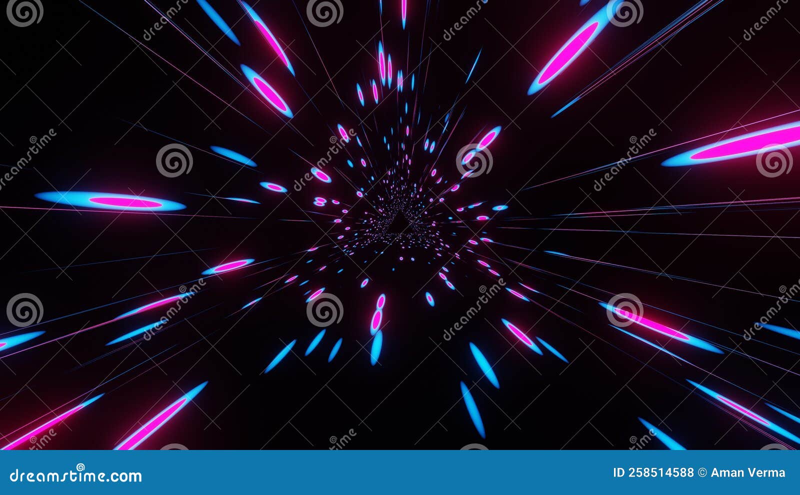 3D Illustration of Colorful Light Trailing Effect Inside a Rectangular ...