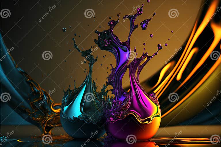 3D Illustration of a Colorful Liquid Splash. 3D Rendering Stock ...
