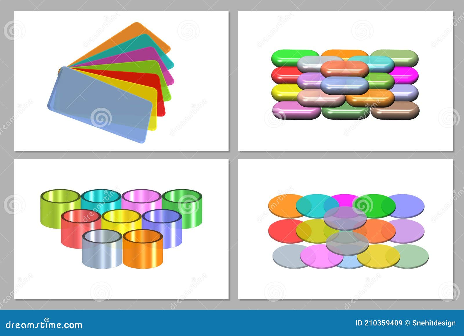 3D Illustration of Colorful Plastic Samples Stock Illustration ...