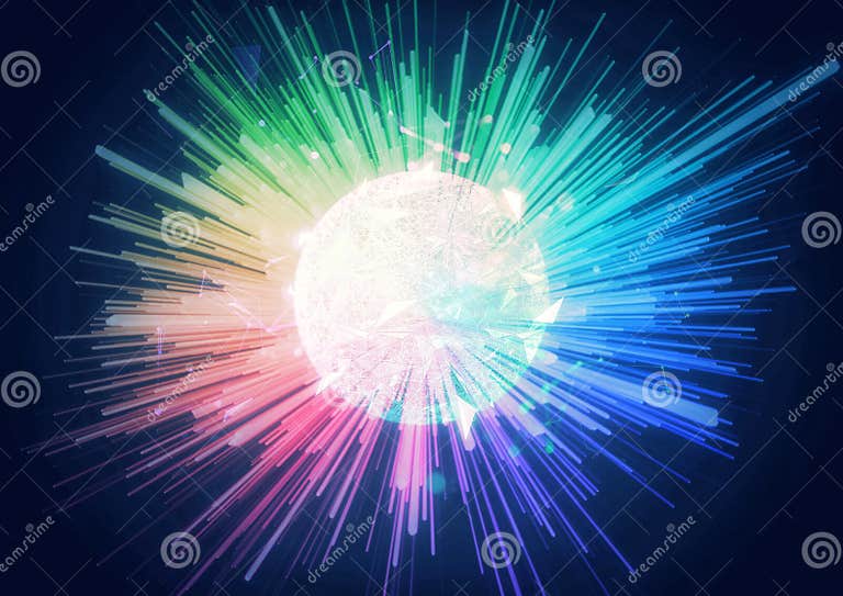 3d Illustration of Colorful Rays Exploding Stock Illustration ...
