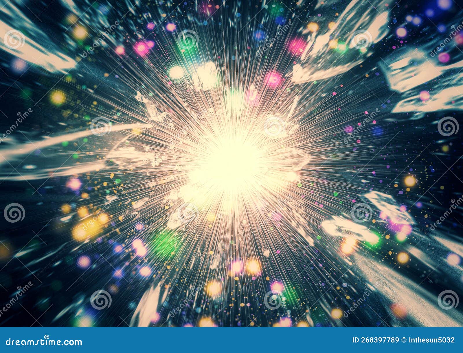 3d Illustration of Colorful Star Exploding and Scattering Debris Stock ...