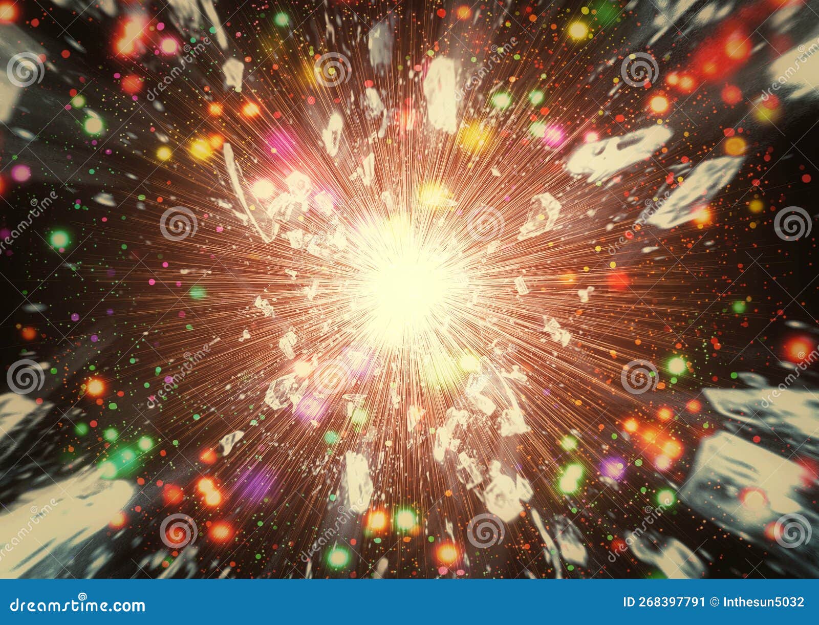 3d Illustration of Colorful Star Exploding and Scattering Debris Stock ...