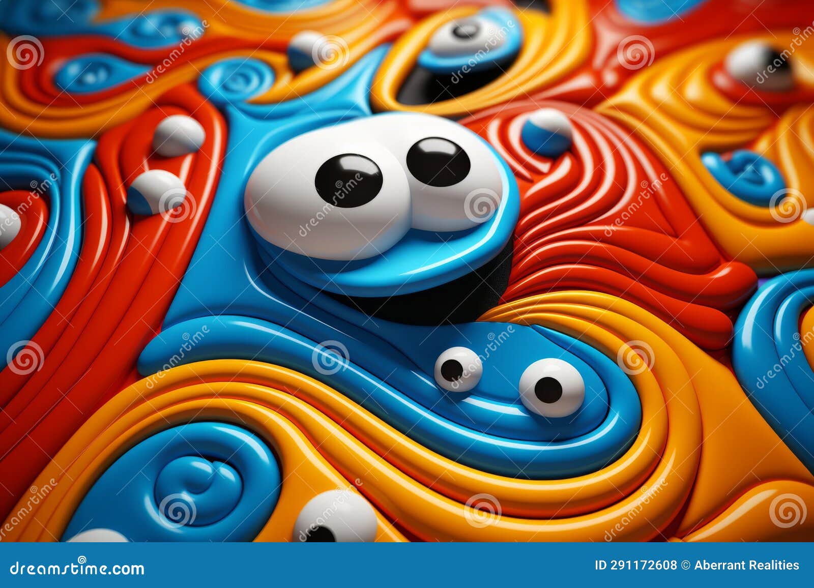 3d Illustration of Colorful Swirls and Eyes Stock Illustration ...