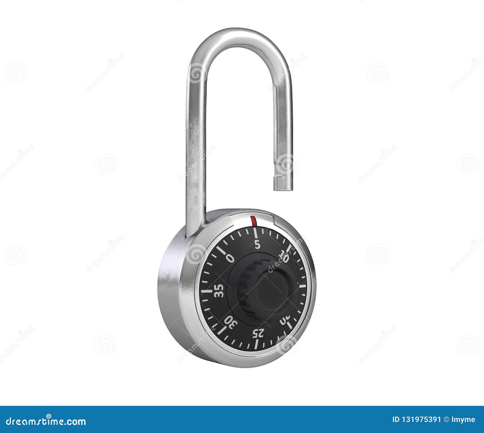 3D Illustration of Combination Padlock is Opened and Isolated on White ...