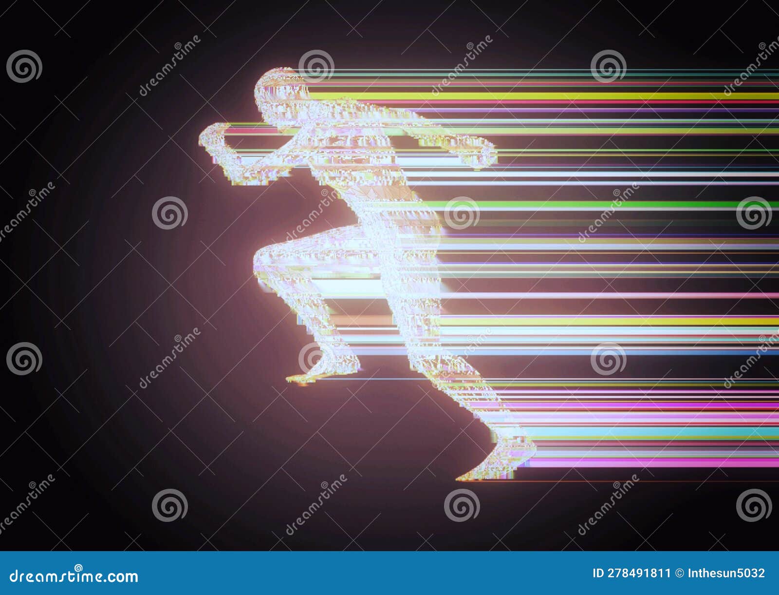 3d Illustration Combining Image Effects on the Silhouette of a Person ...