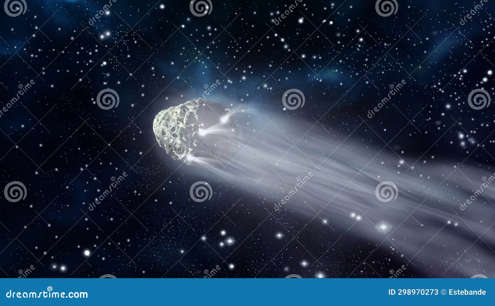 A Comet Advancing in Outer Space Stock Illustration - Illustration of ...