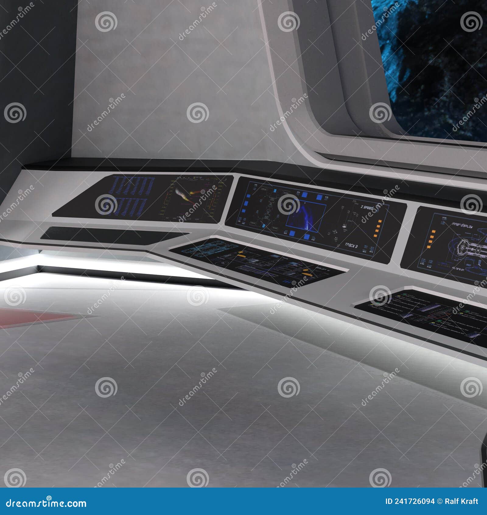 3D-illustration of the Command Center in a Science Fiction Starship ...