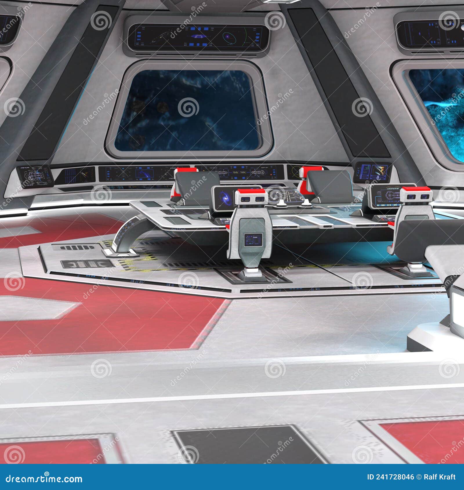 3D-illustration of the Command Center in a Science Fiction Starship ...