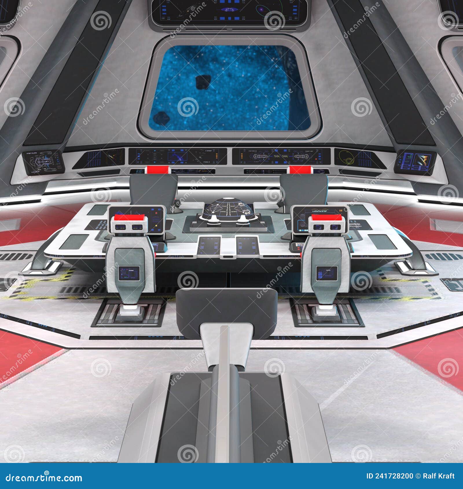 3D-illustration of the Command Center in a Science Fiction Starship ...