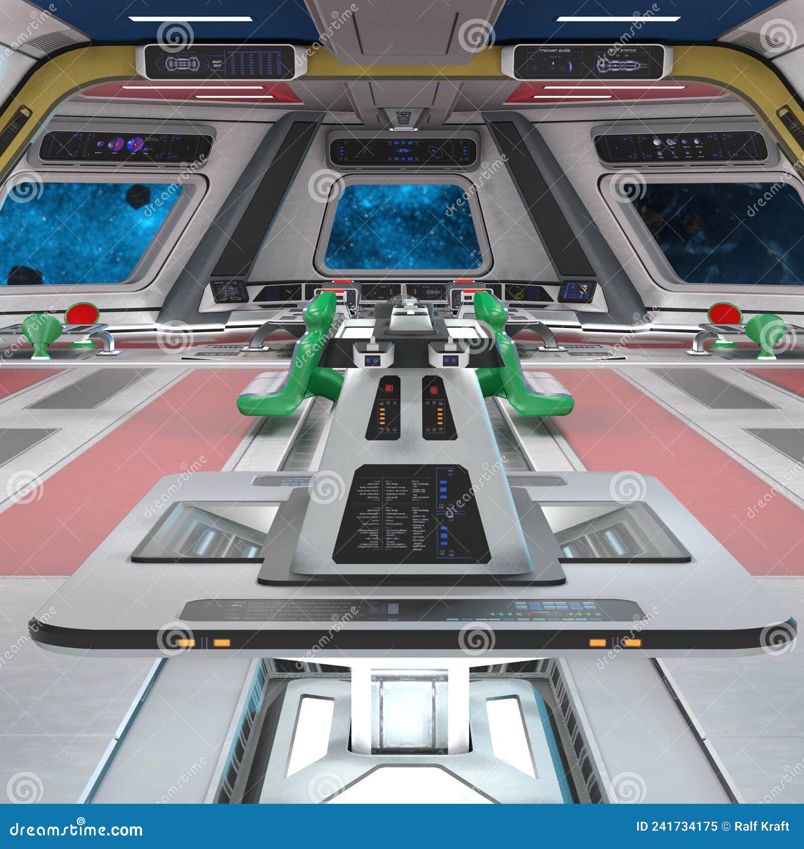 3D-illustration of the Command Center in a Science Fiction Starship ...