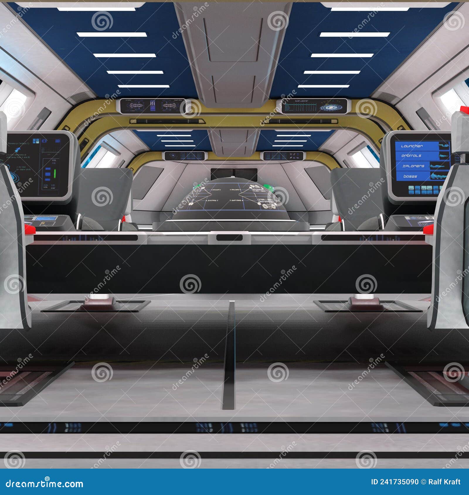 3D-illustration of the Command Center in a Science Fiction Starship ...