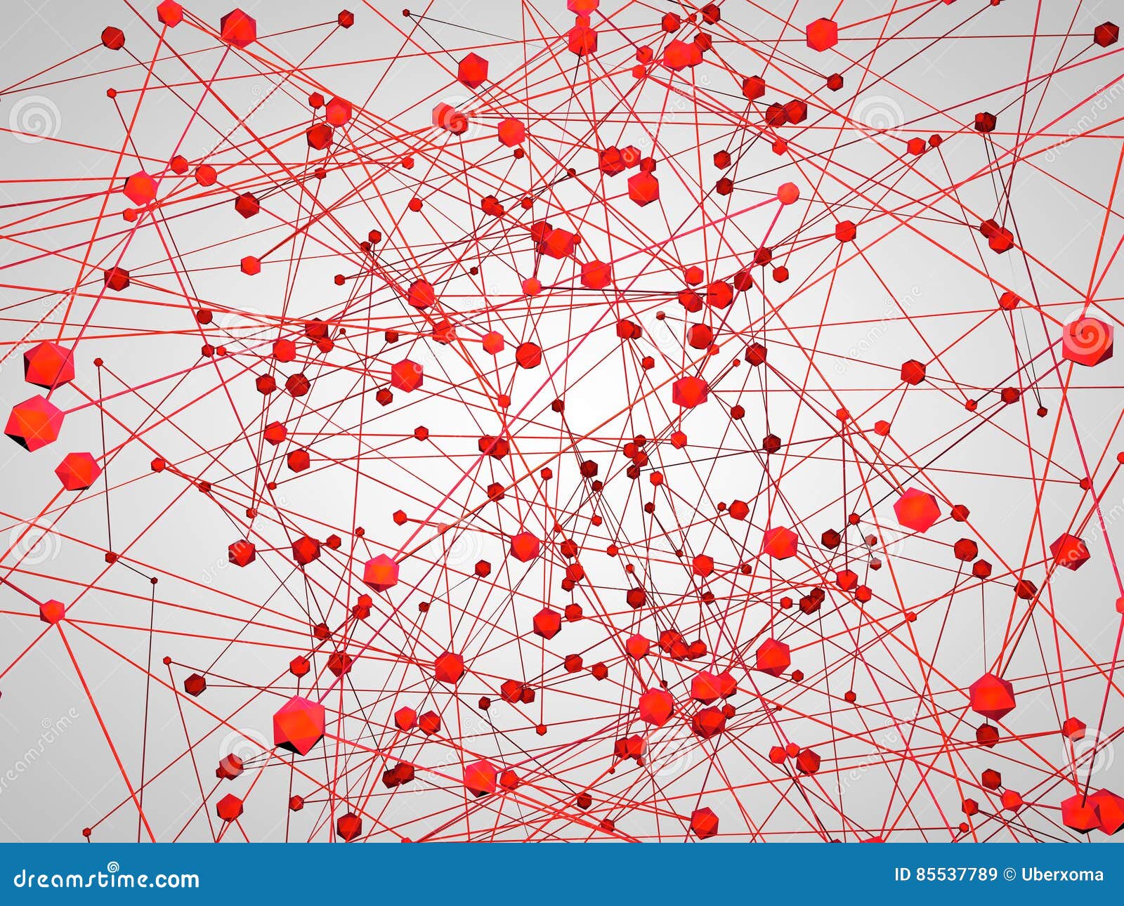 3d Illustration of Communication Backgroung with Connected Red Hexagon ...