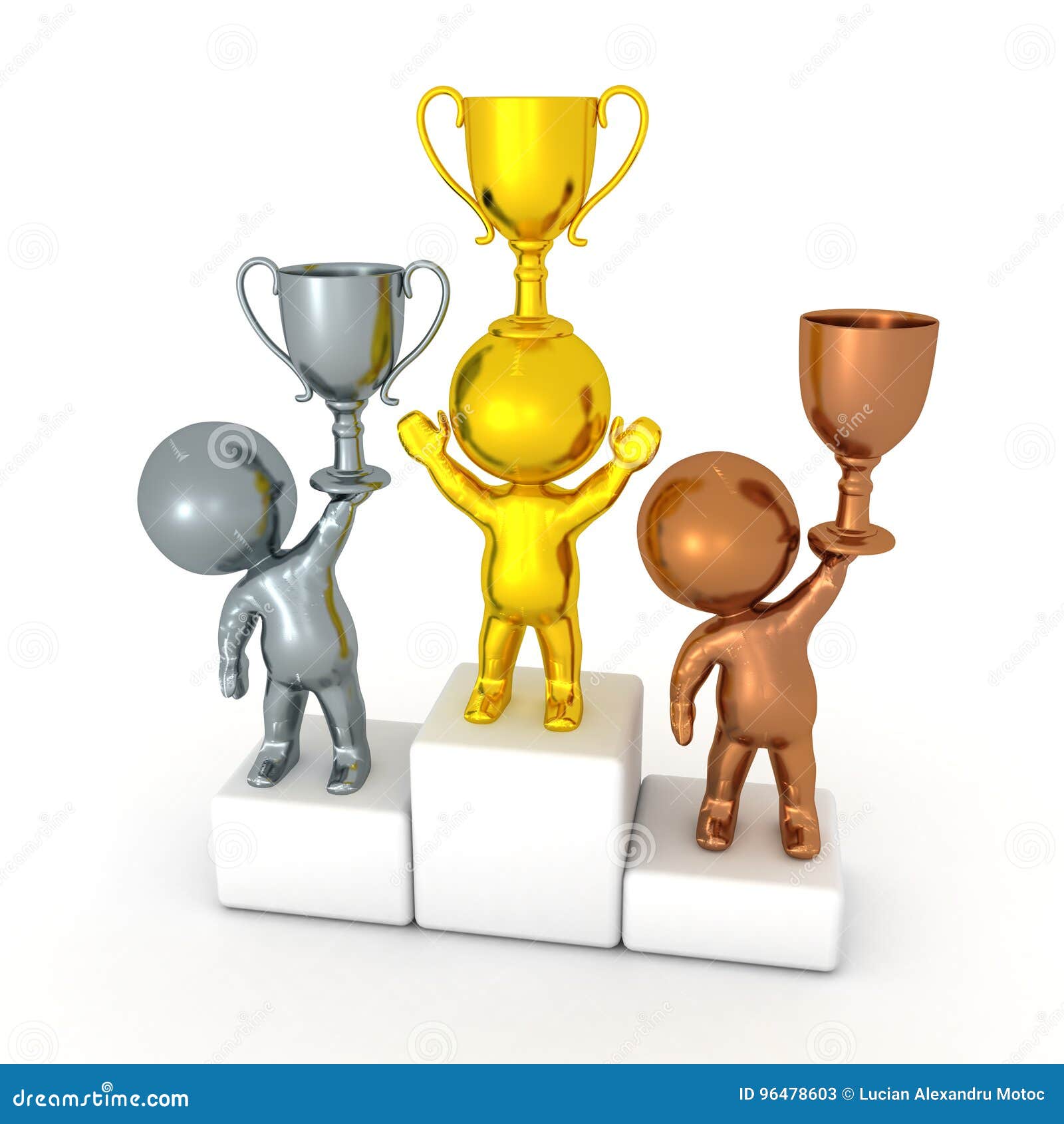 3D Illustration of a Competition Podium with Gold, Silver and Br Stock ...