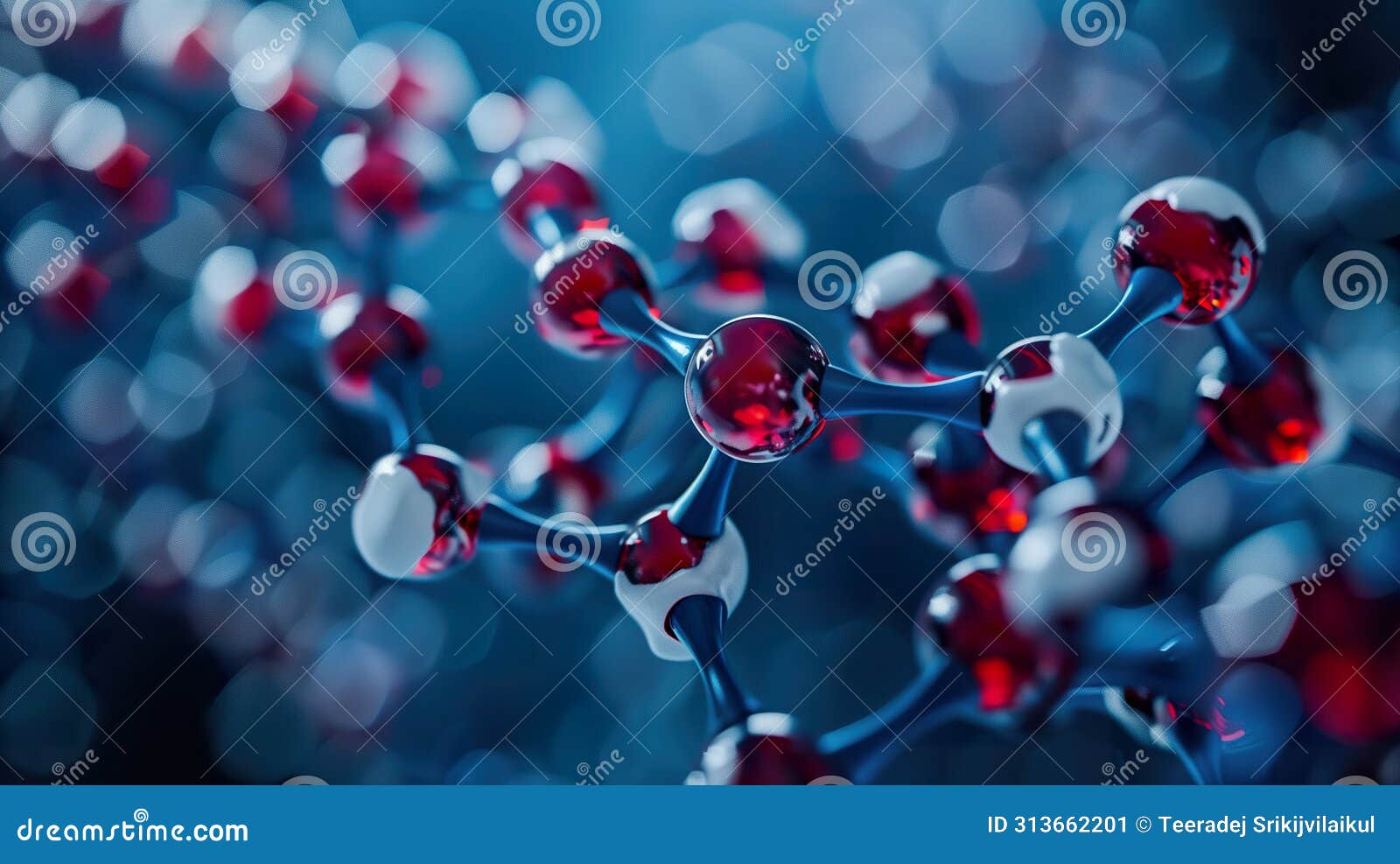 3D Illustration of a Complex Molecular Structure in a Vibrant Blue ...