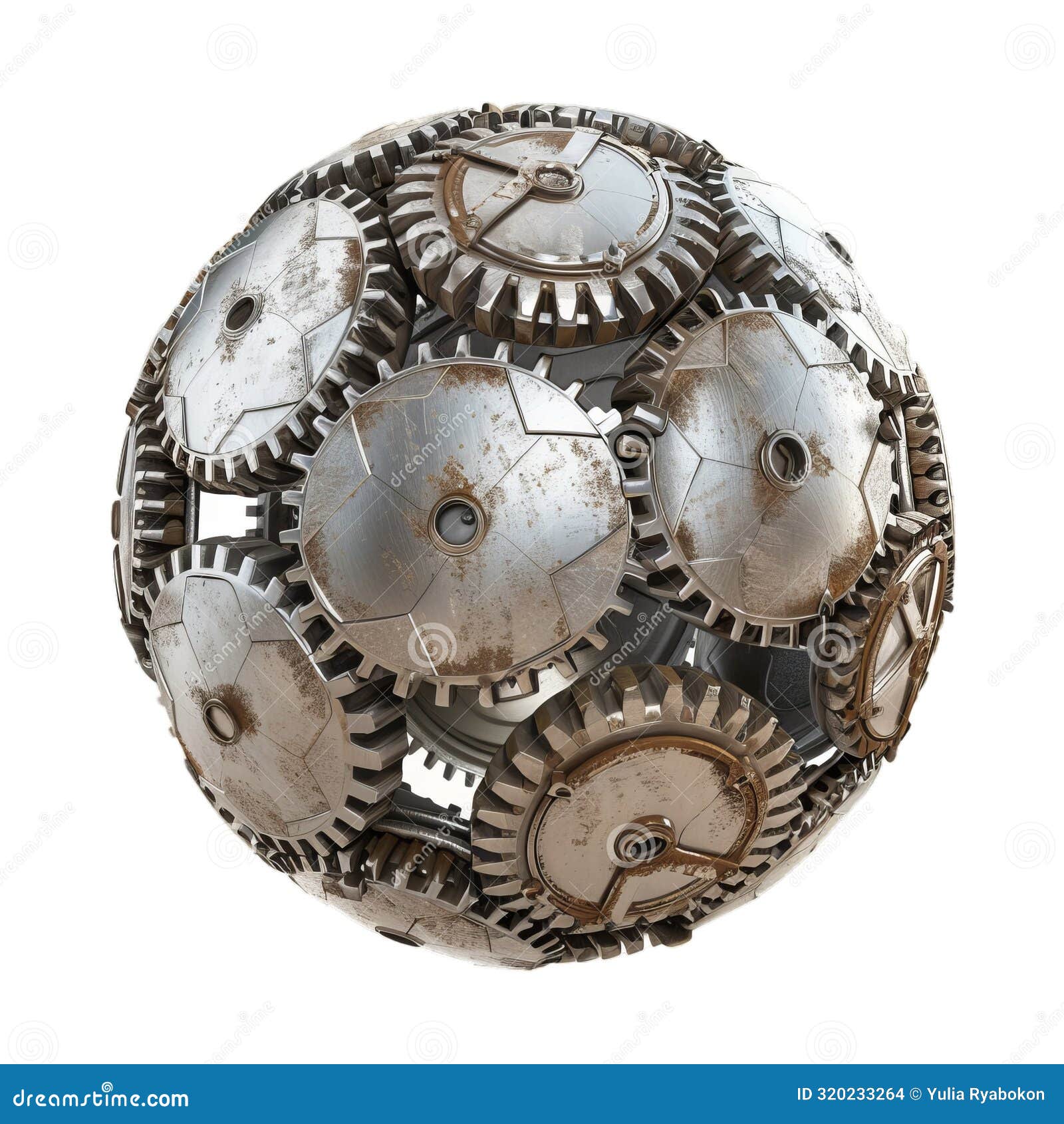 Spherical Assembly of Metallic Gears Stock Photo - Illustration of ...