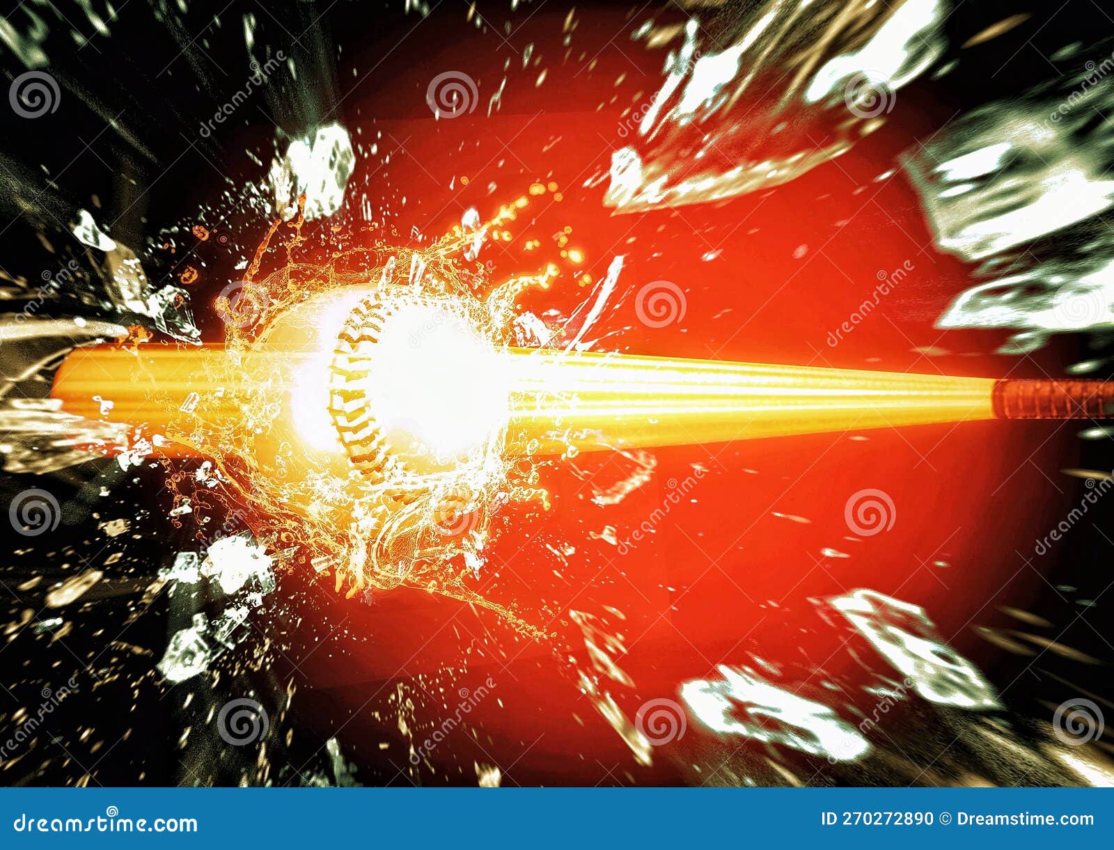 3d Illustration Composite of Baseball Ball and Bat with Explosion ...