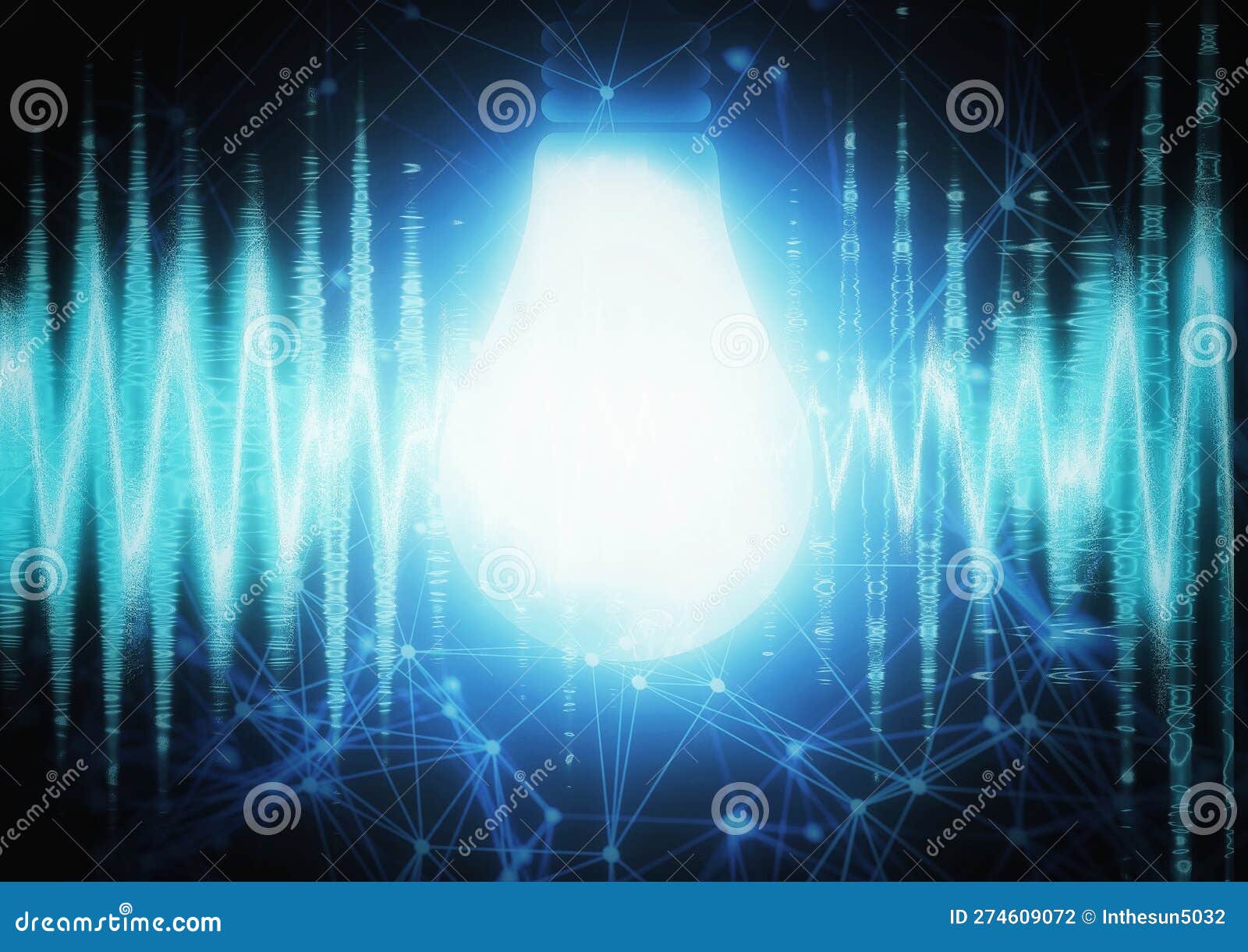 3d Illustration of Composite Light Effect on Abstract Blue Light Bulb ...