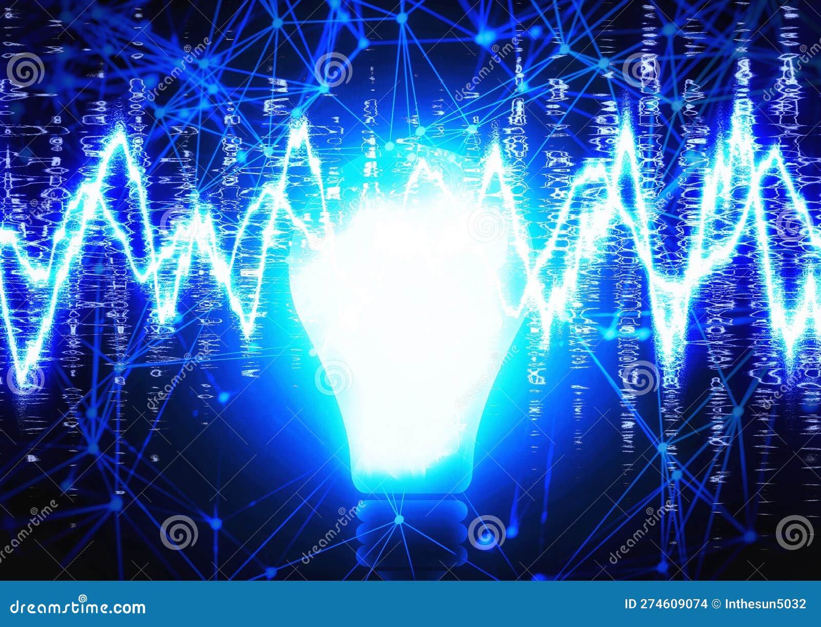 3d Illustration of Composite Light Effect on Abstract Blue Light Bulb ...