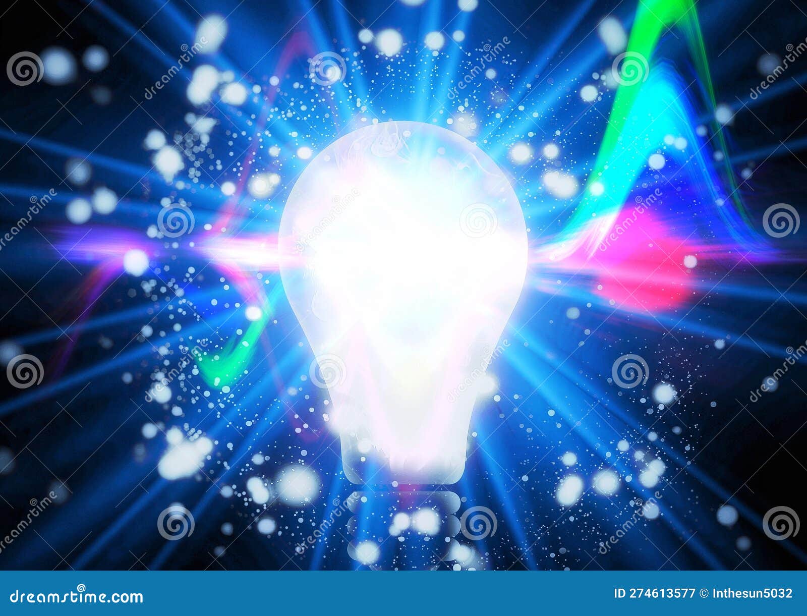 3d Illustration of Composite Light Effect on Abstract Light Bulb Stock ...