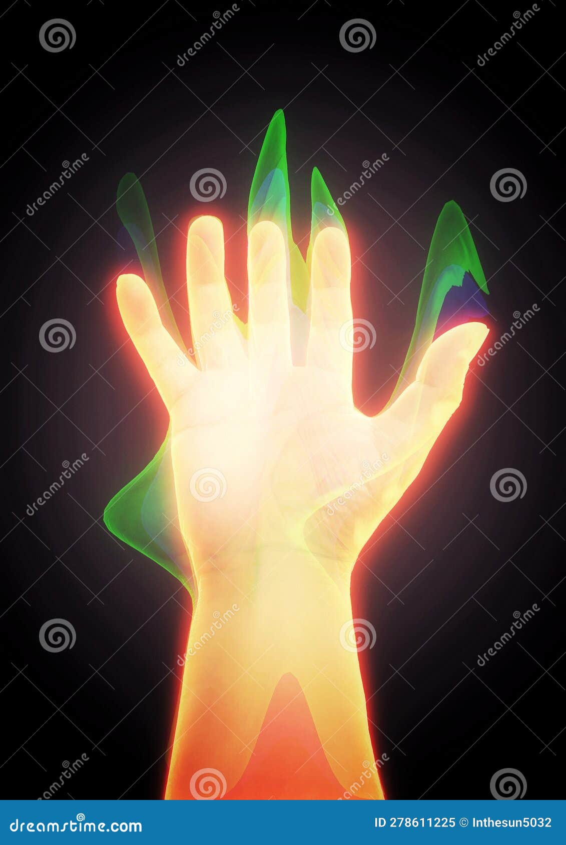 3d Illustration Combining Light Effects on Palm Silhouette Stock ...