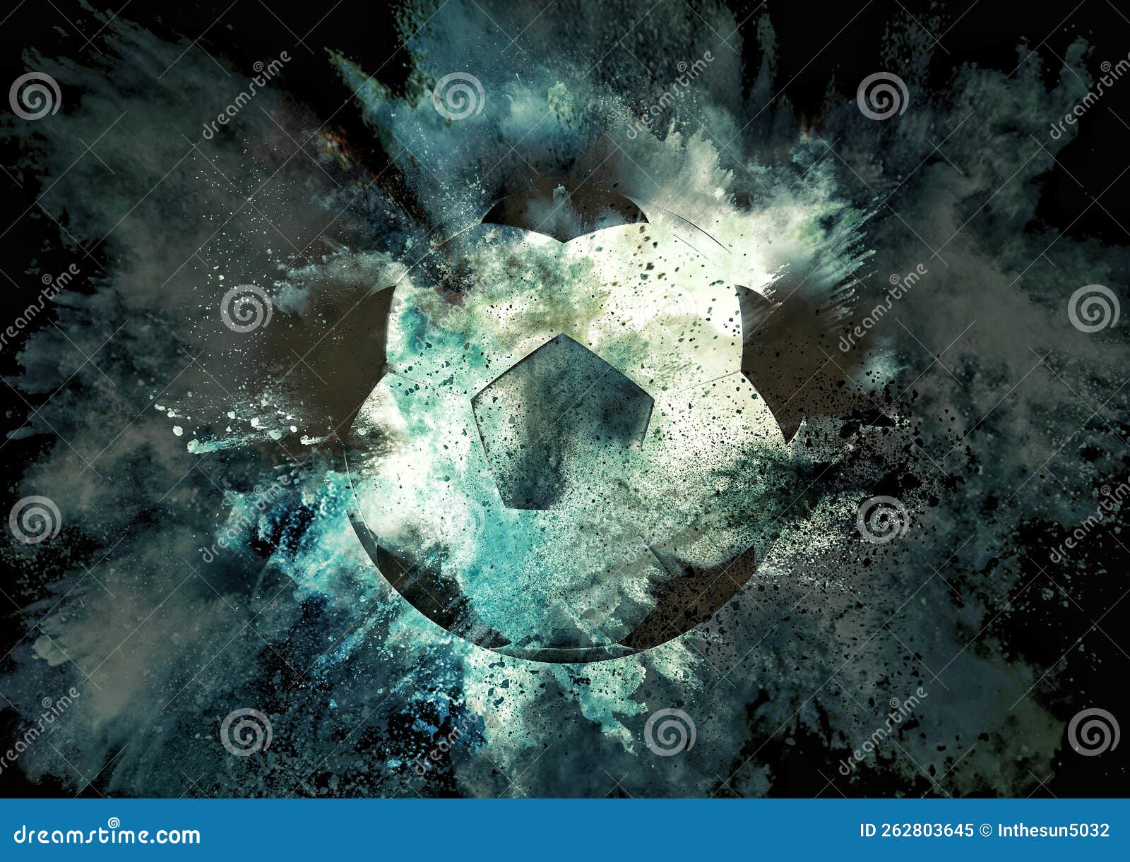3d Illustration Compositing Explosion Effect on Soccer Ball Stock ...