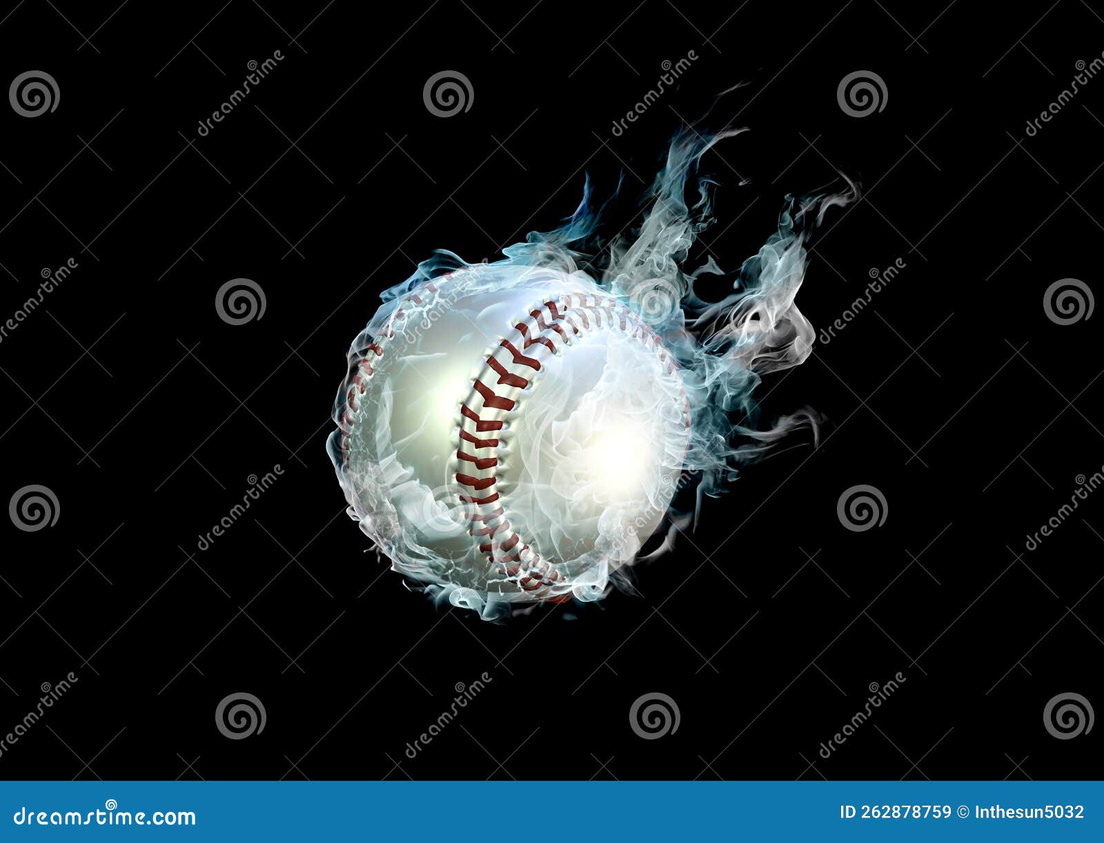 3d Illustration Compositing Flame Effect on Baseball Stock Illustration ...