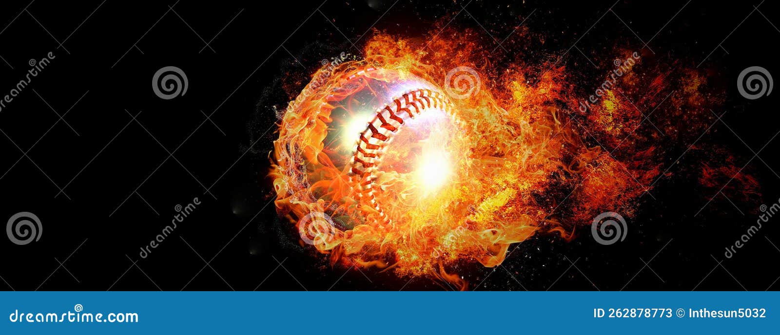 3d Illustration Compositing Flame Effect on Baseball Stock Illustration ...
