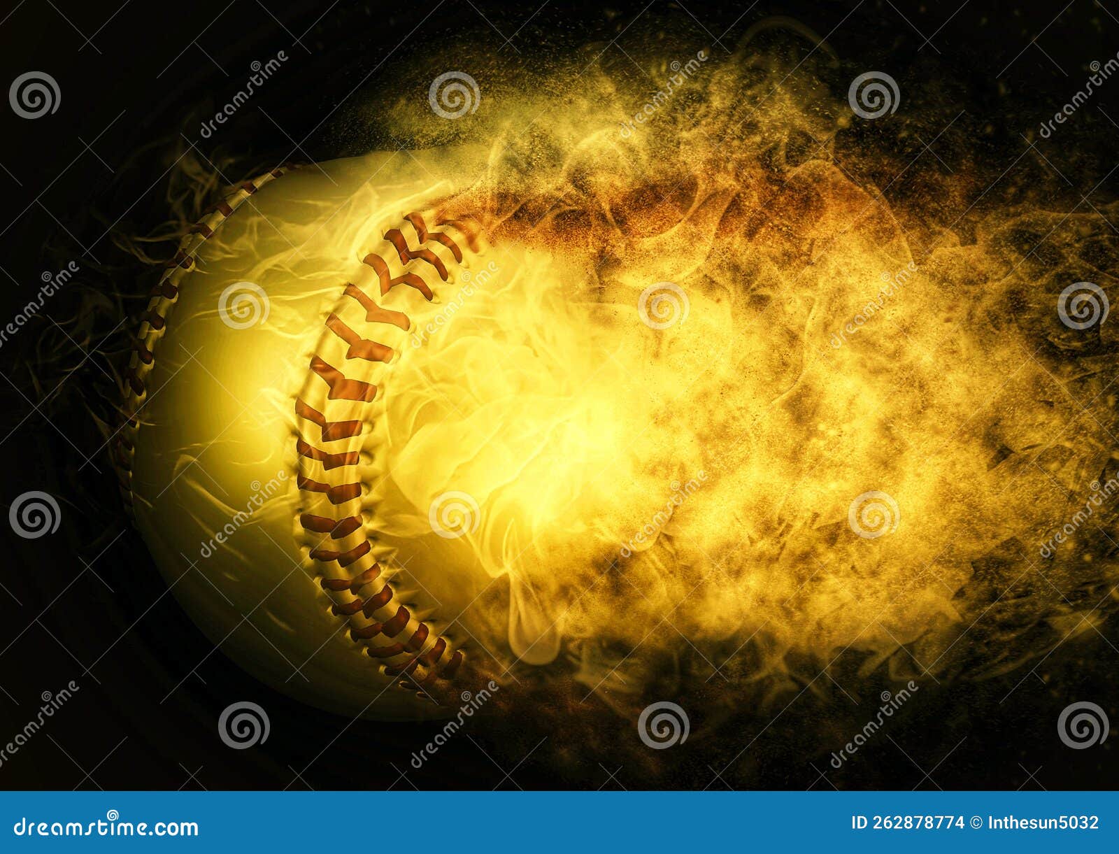 3d Illustration Compositing Flame Effect on Baseball Stock Illustration ...