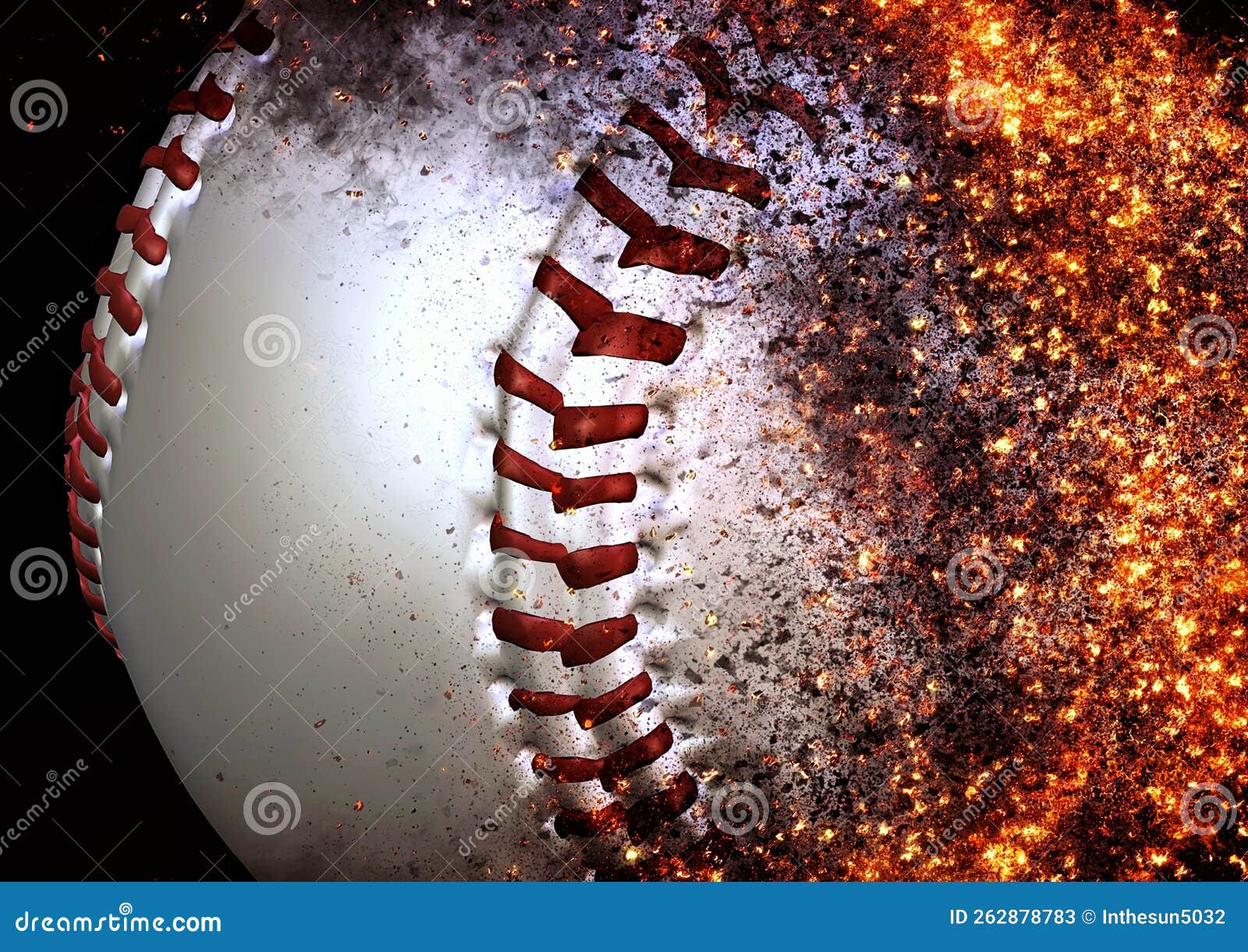 3d Illustration Compositing Flame Effect on Baseball Stock Illustration ...