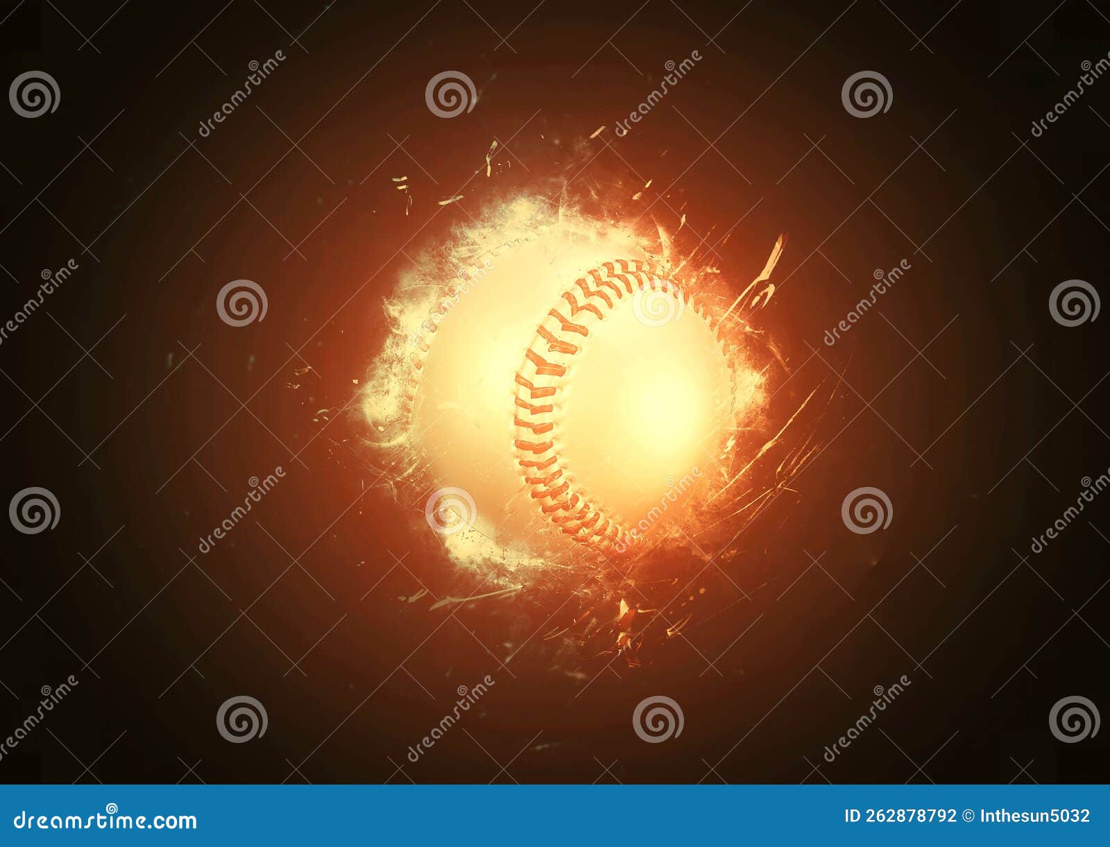 3d Illustration Compositing Flame Effect on Baseball Stock Illustration ...