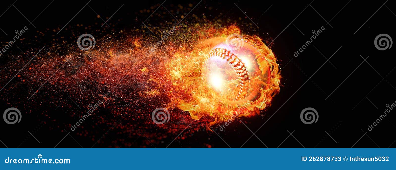 3d Illustration Compositing Flame Effect on Baseball Stock Illustration ...