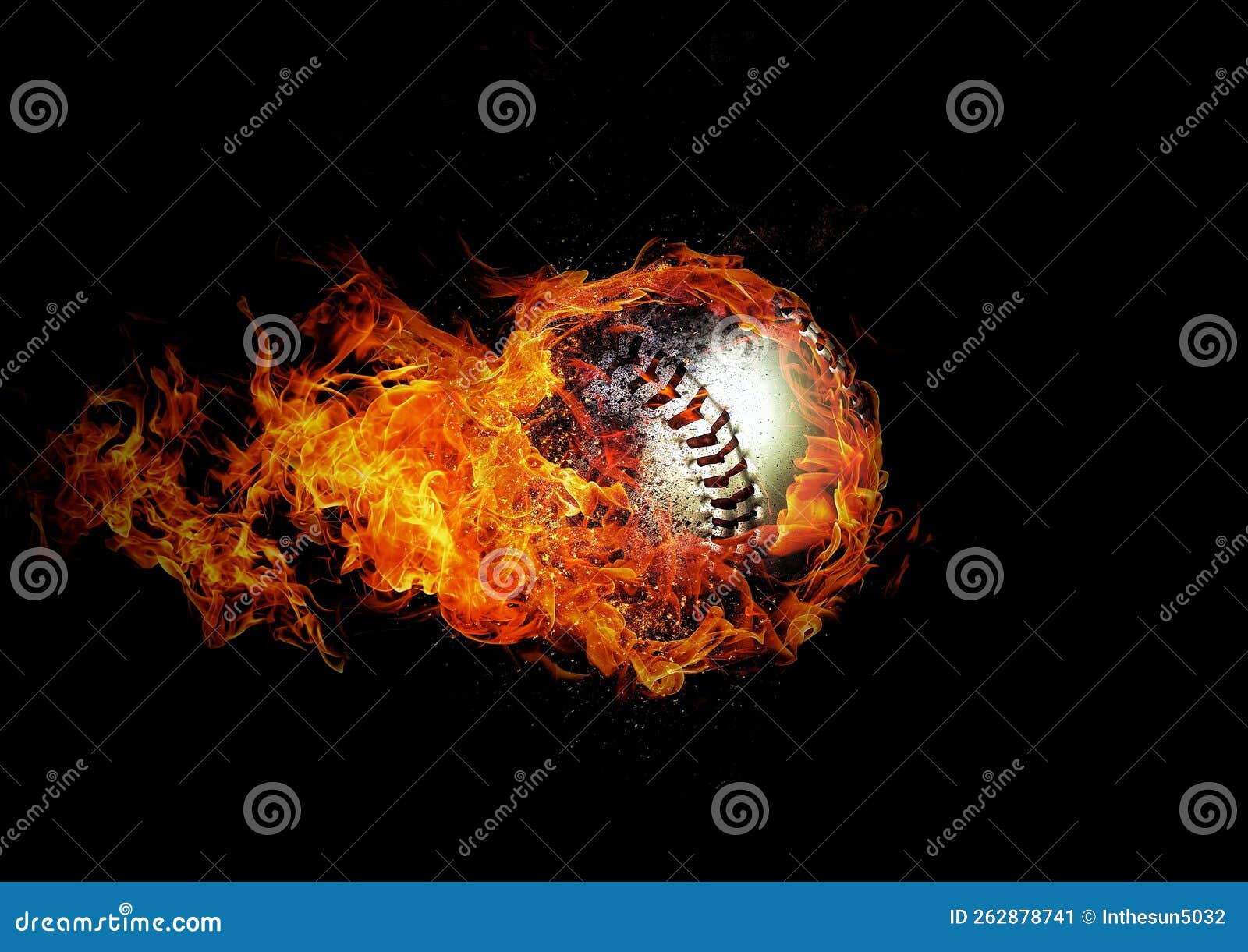 3d Illustration Compositing Flame Effect on Baseball Stock Illustration ...